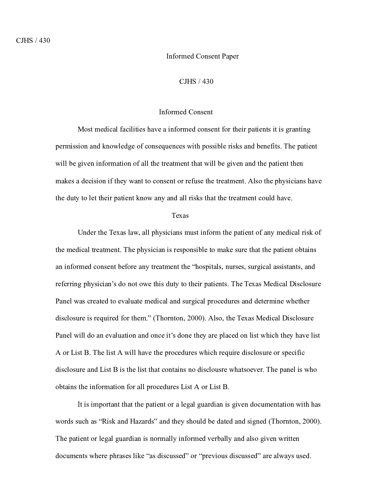 Informed Consent Paper.docx CJHS / 430 Informed Consent Paper CJHS ...