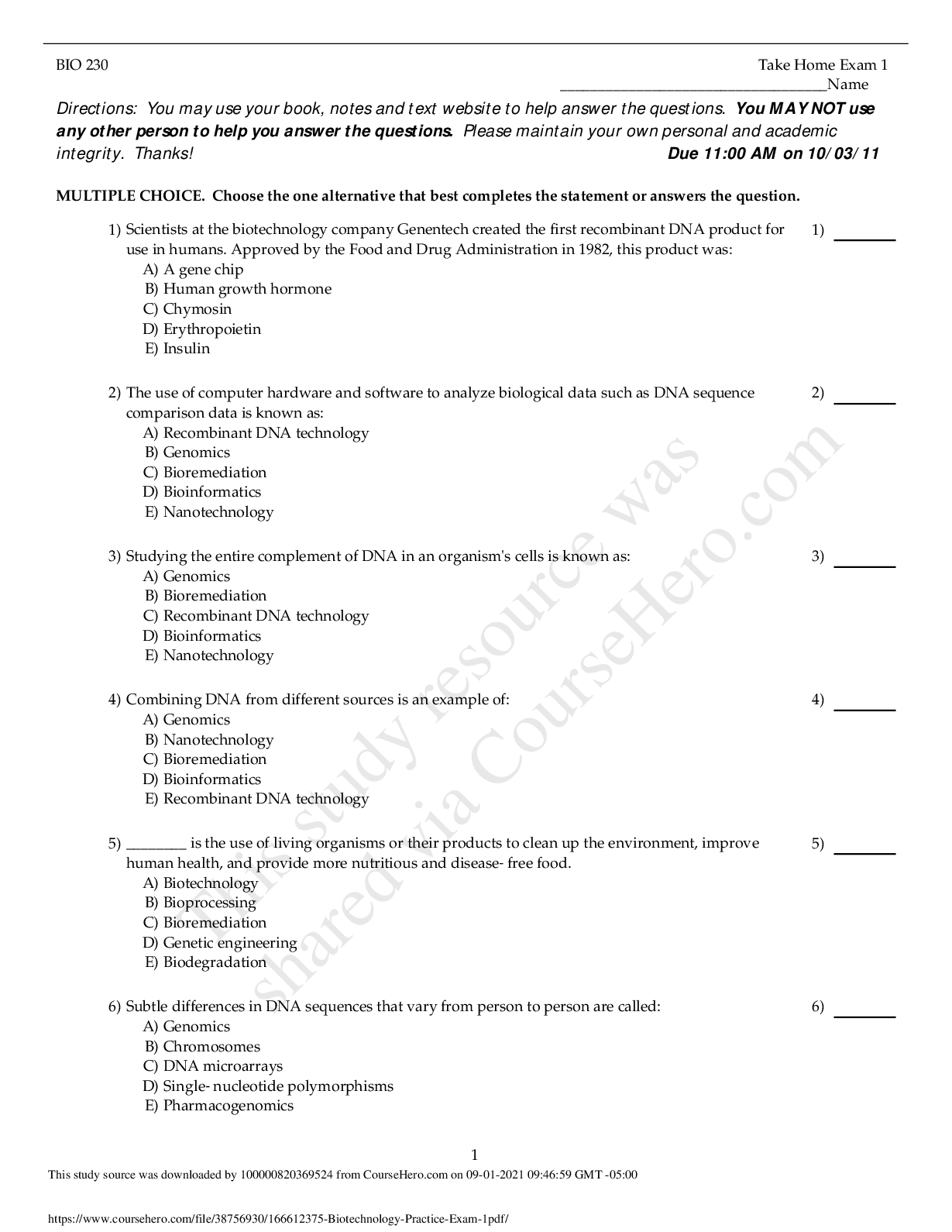 Biotechnology-Practice-Exam-1 - Scholarfriends