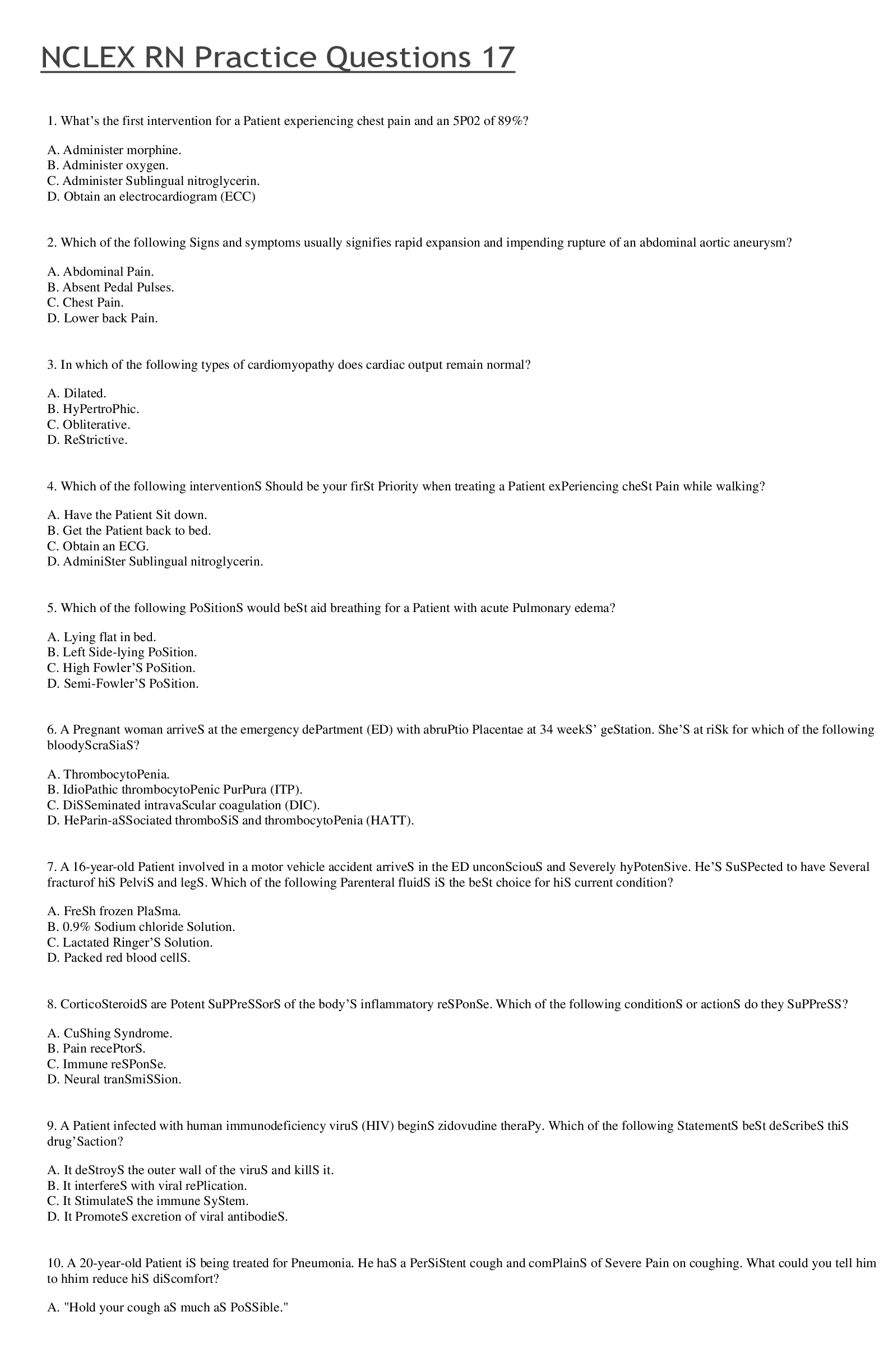 NCLEX RN Practice Questions - Scholarfriends