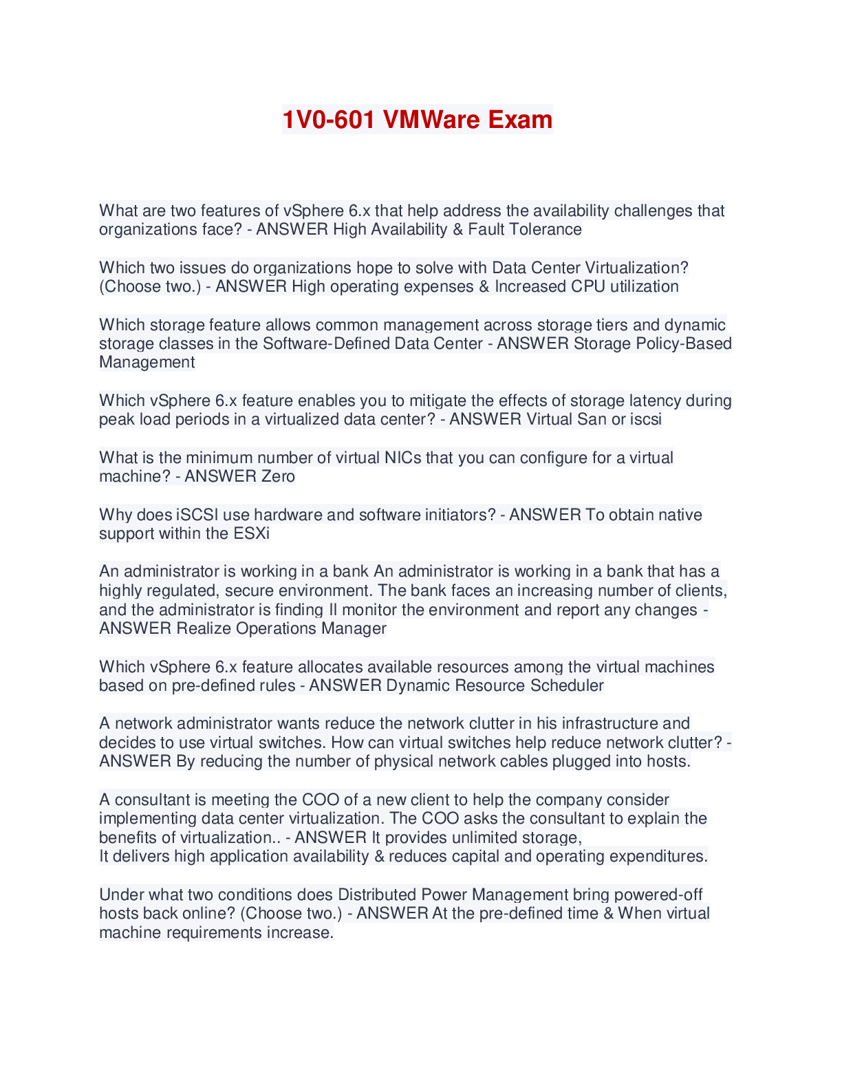 1V0-601 VMWare Exam - Questions and Answers - Scholarfriends