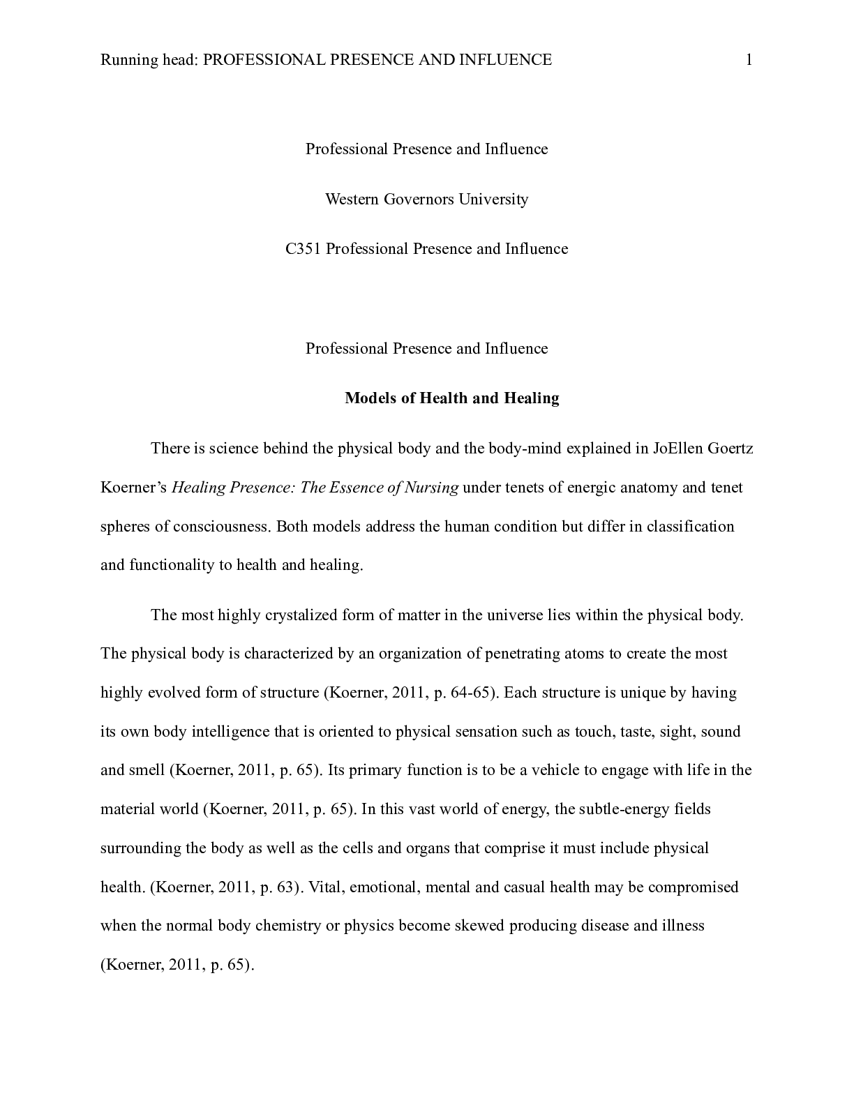 C351 Paper Draft 2.docx Professional Presence and Influence Western ...