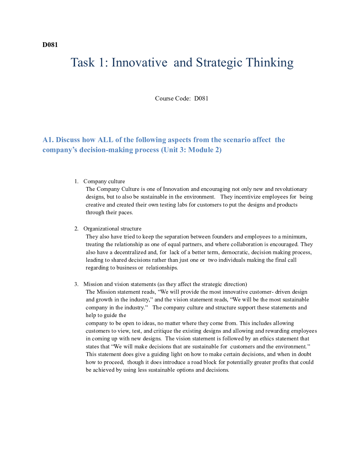 D081 Task 1 Template Completed.docx D081 Task 1: Innovative and ...