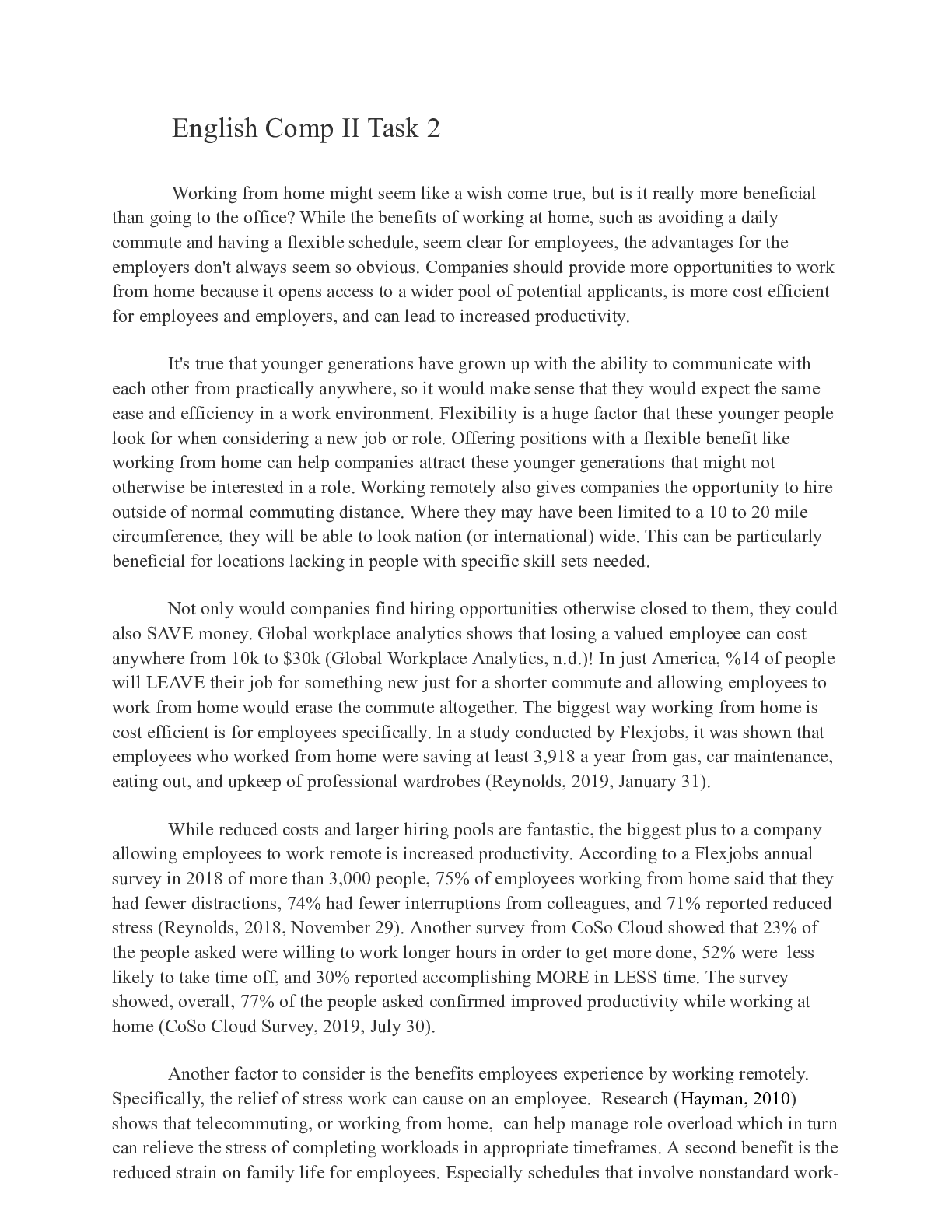 English Comp II Task 2 2 .docx English Comp II Task 2 Working from home ...