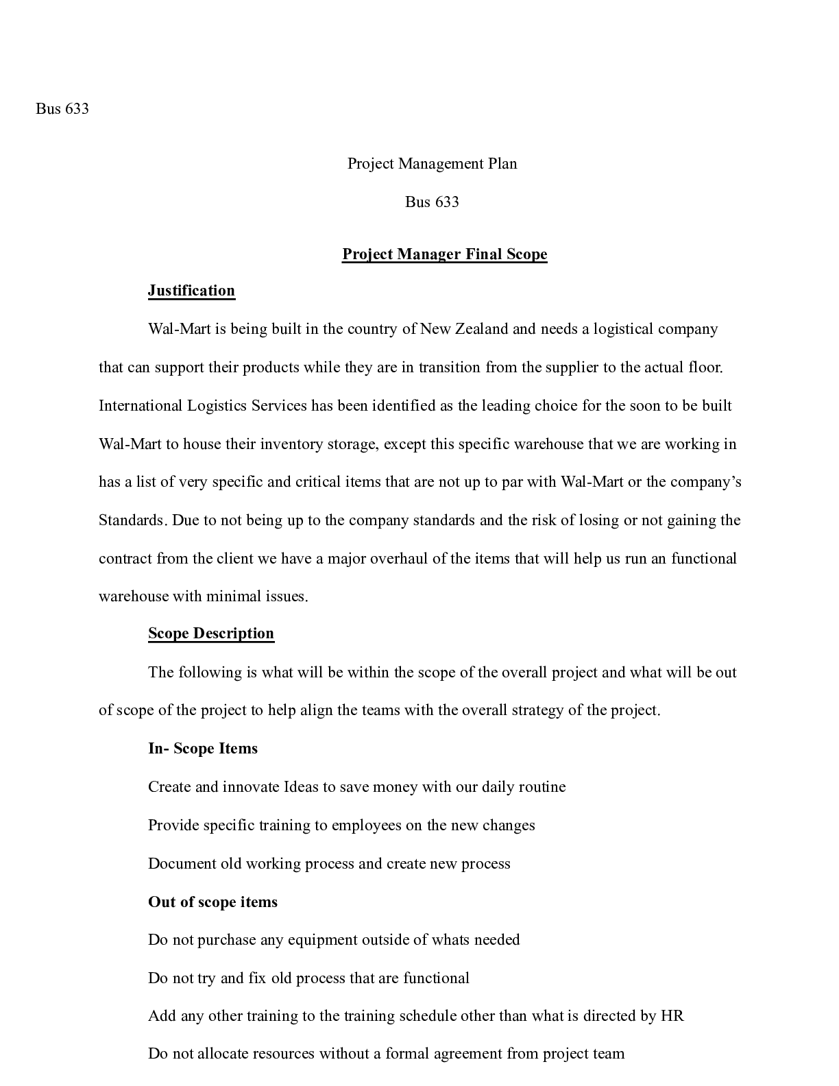 Project Management Plan.docx Bus 633 Project Management Plan Bus 633 ...