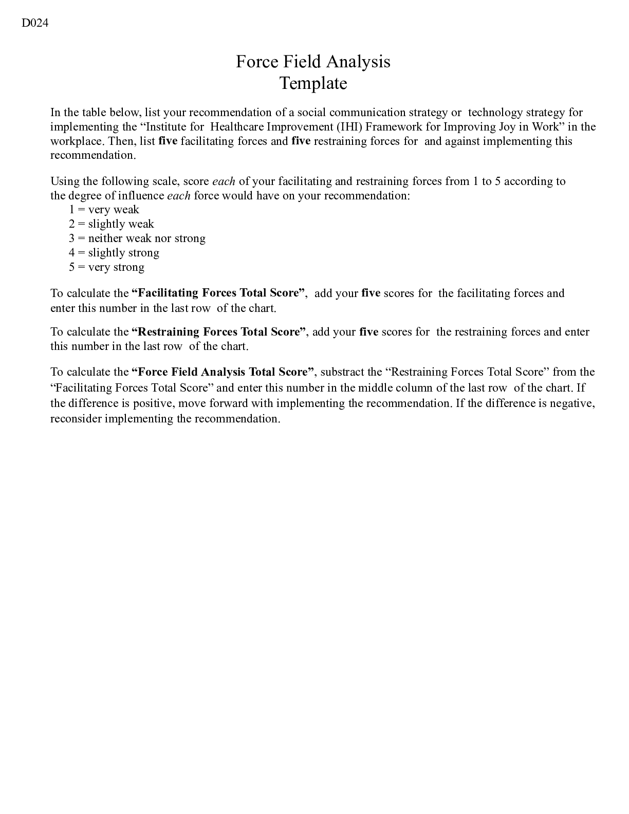 Force Field Analysis D024.docx D024 Force Field Analysis Template In ...