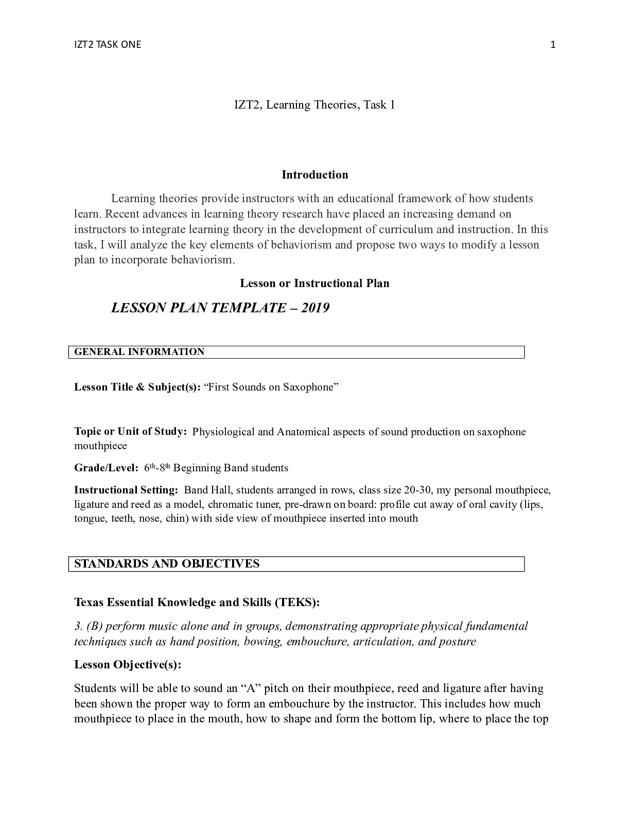 IZT2, Learning Theories, Task 1 IZT2, Learning Theories, Task 1 Intr ...