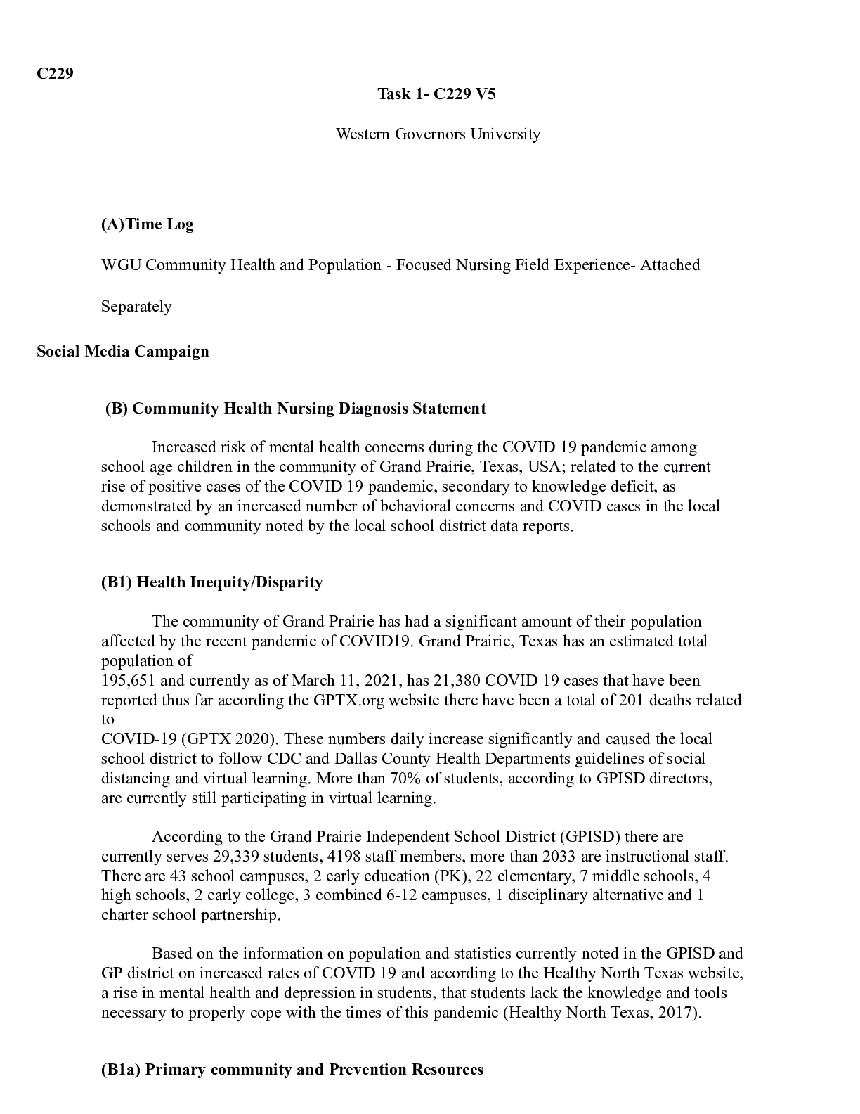 C229 V5 Task 1 .docx C229 Task 1- C229 V5 Western Governors University ...