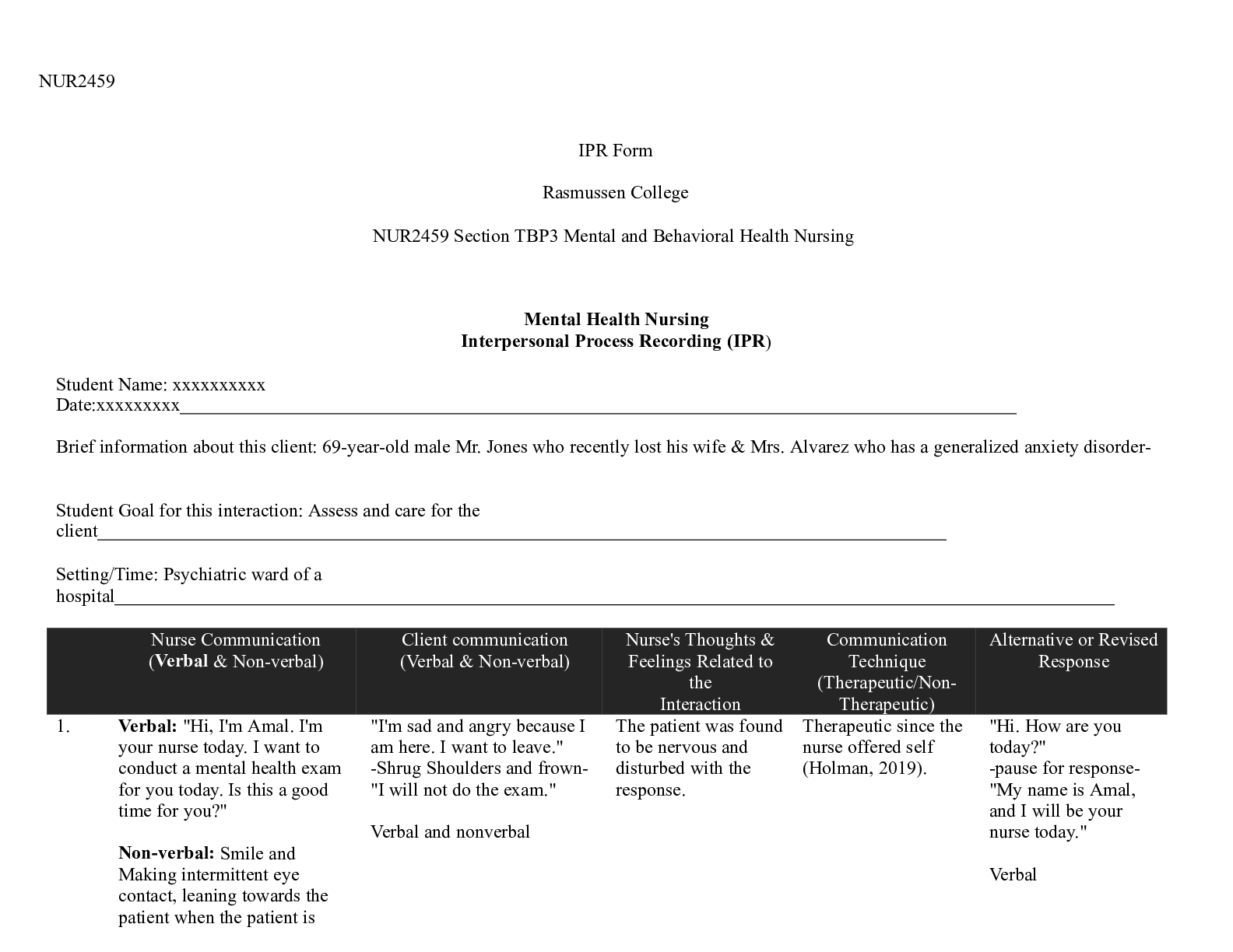 IPR Form.docx NUR2459 IPR Form Rasmussen College NUR2459 Section TBP3 ...