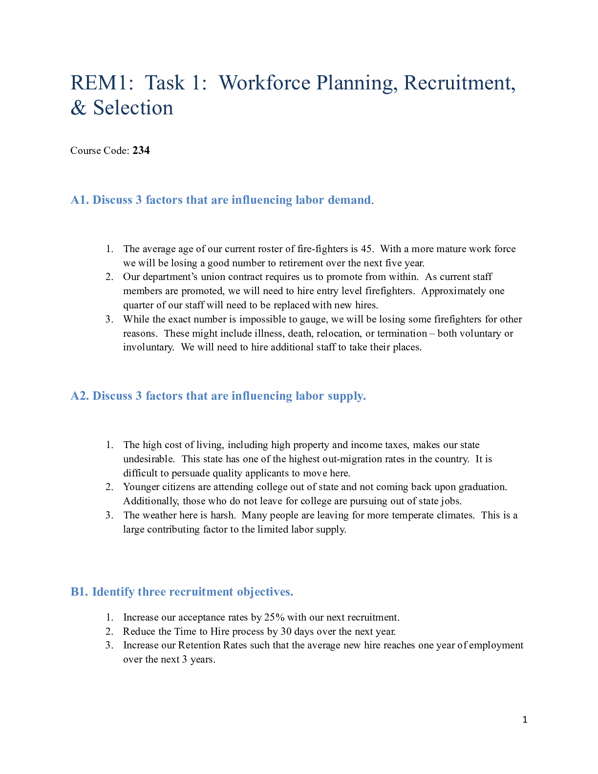 C234_Task_1.docx REM1: Task 1: Workforce Planning, Recruitment ...