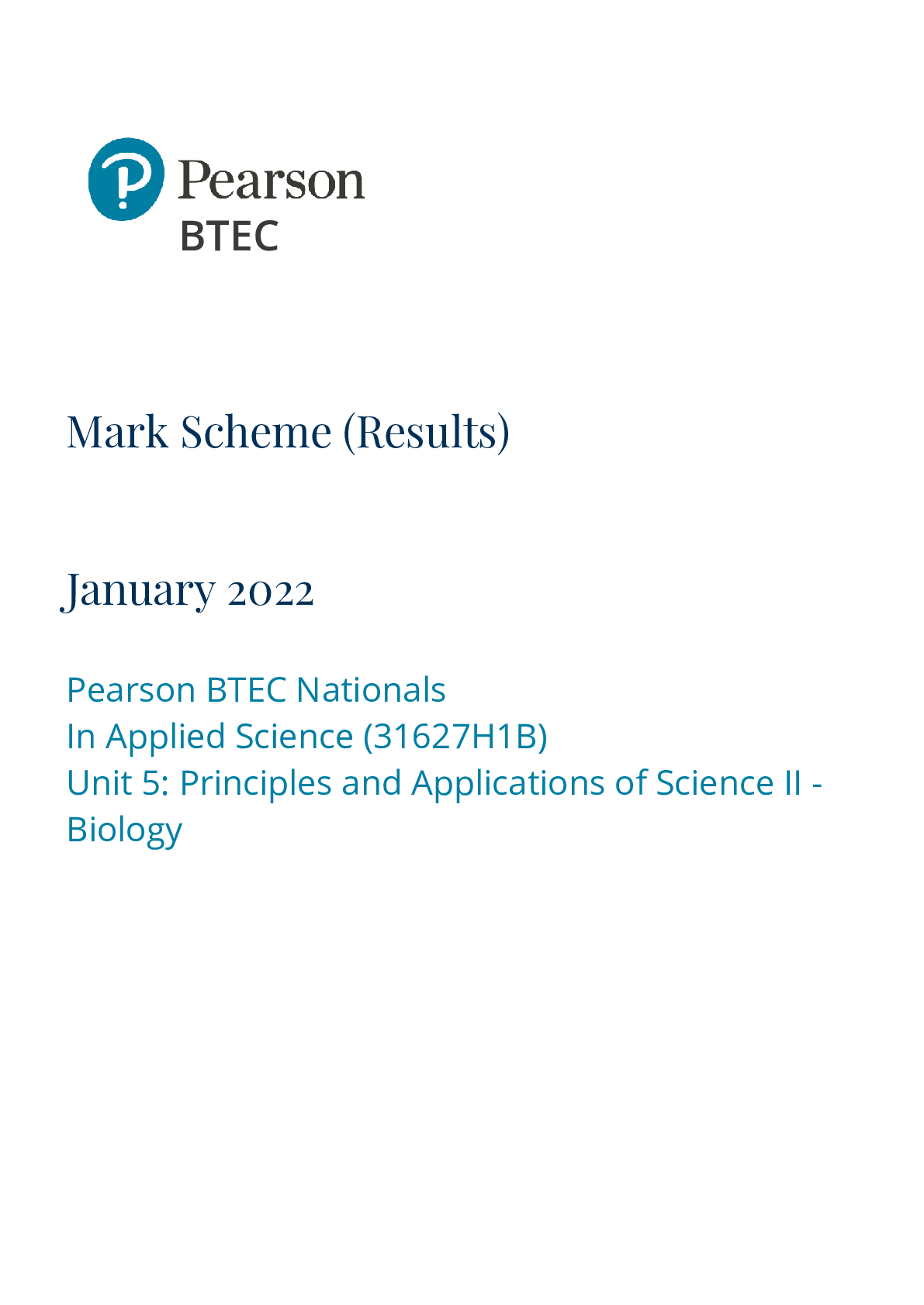 Pearson BTEC Nationals In Applied Science 31627H1B Unit 5: Principles ...