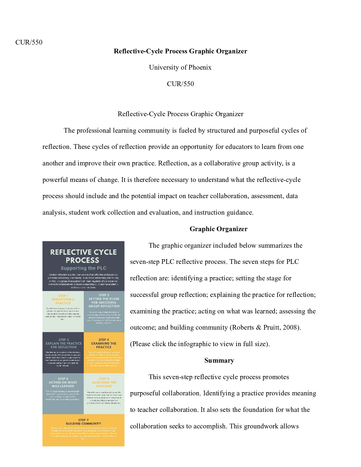 Reflective Cycle Process Graphic Organizer.docx CUR/550 Reflective ...