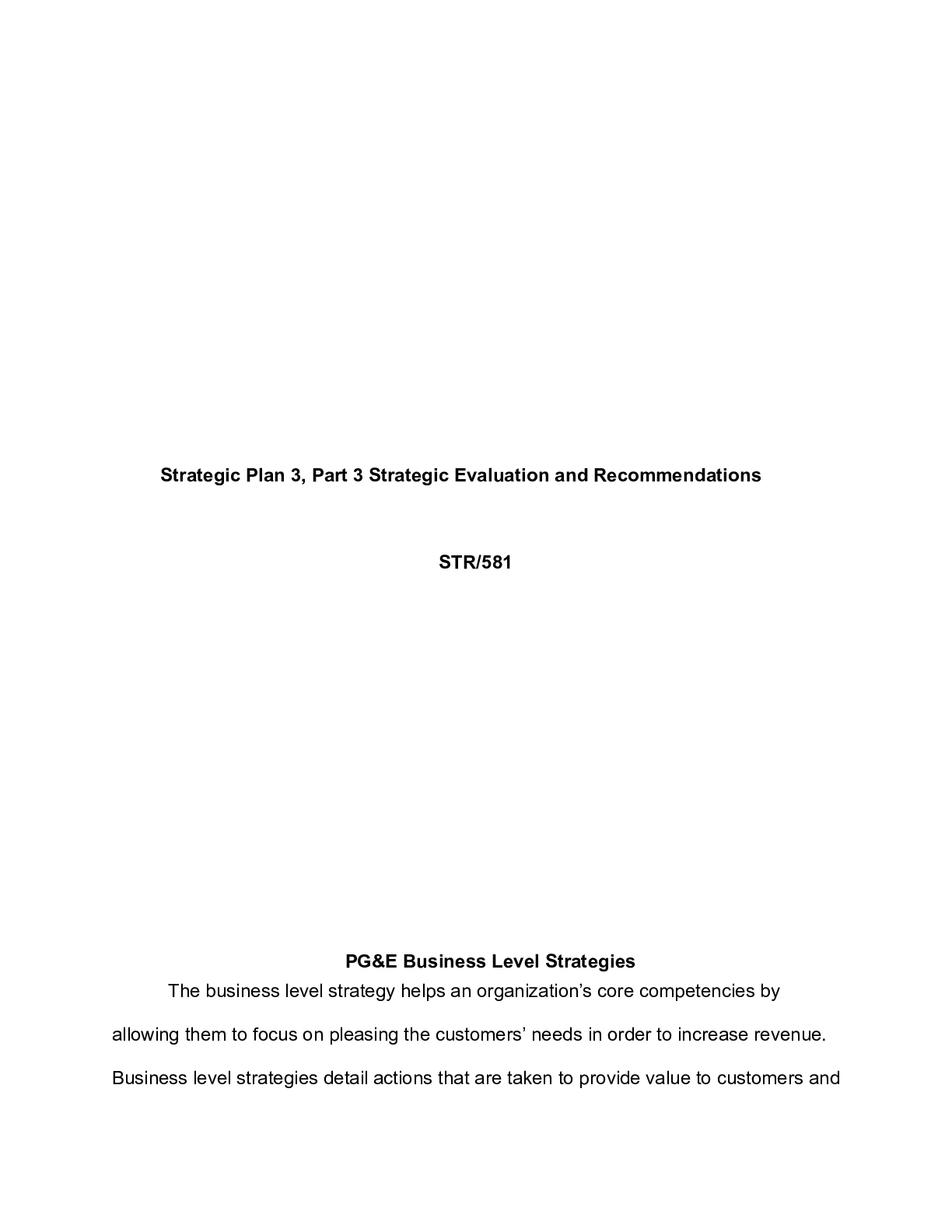 Strategic Plan 3.docx Strategic Plan 3, Part 3 Strategic Evaluation and ...