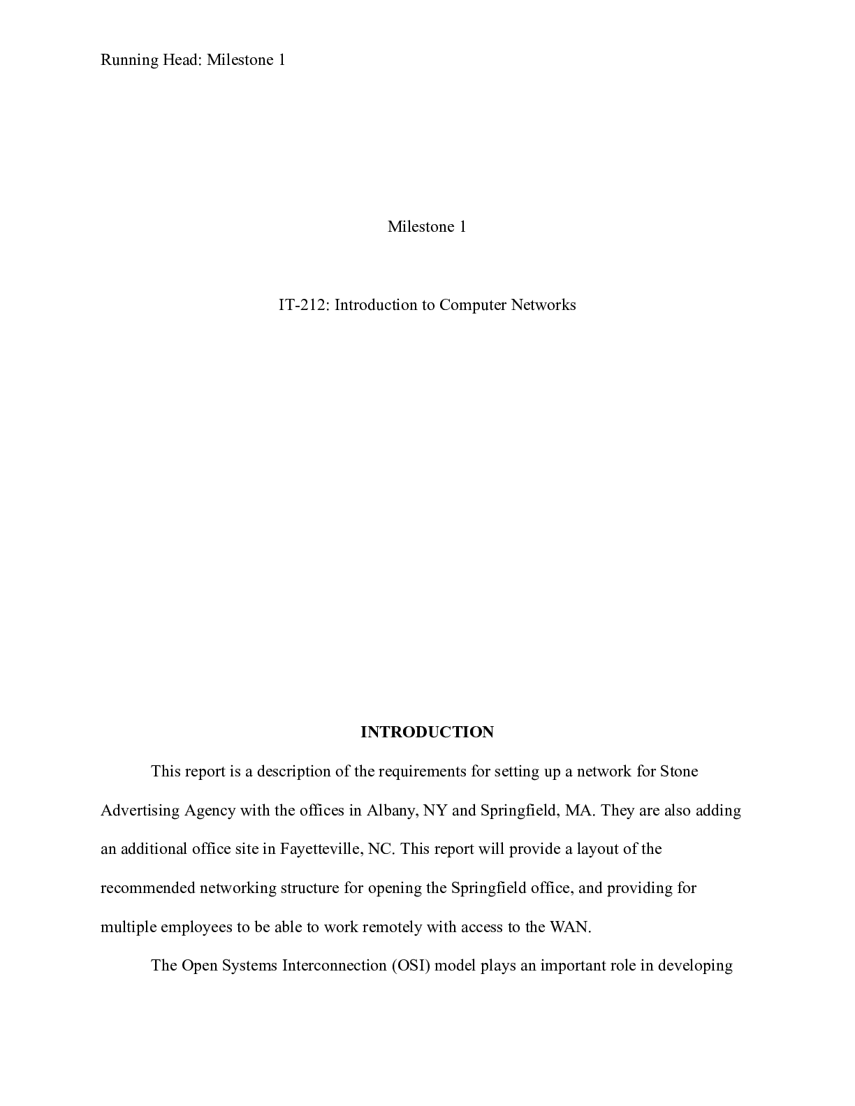 IT-212 Introduction to Computer Networks Milestone| (1) Milestone 1 IT ...