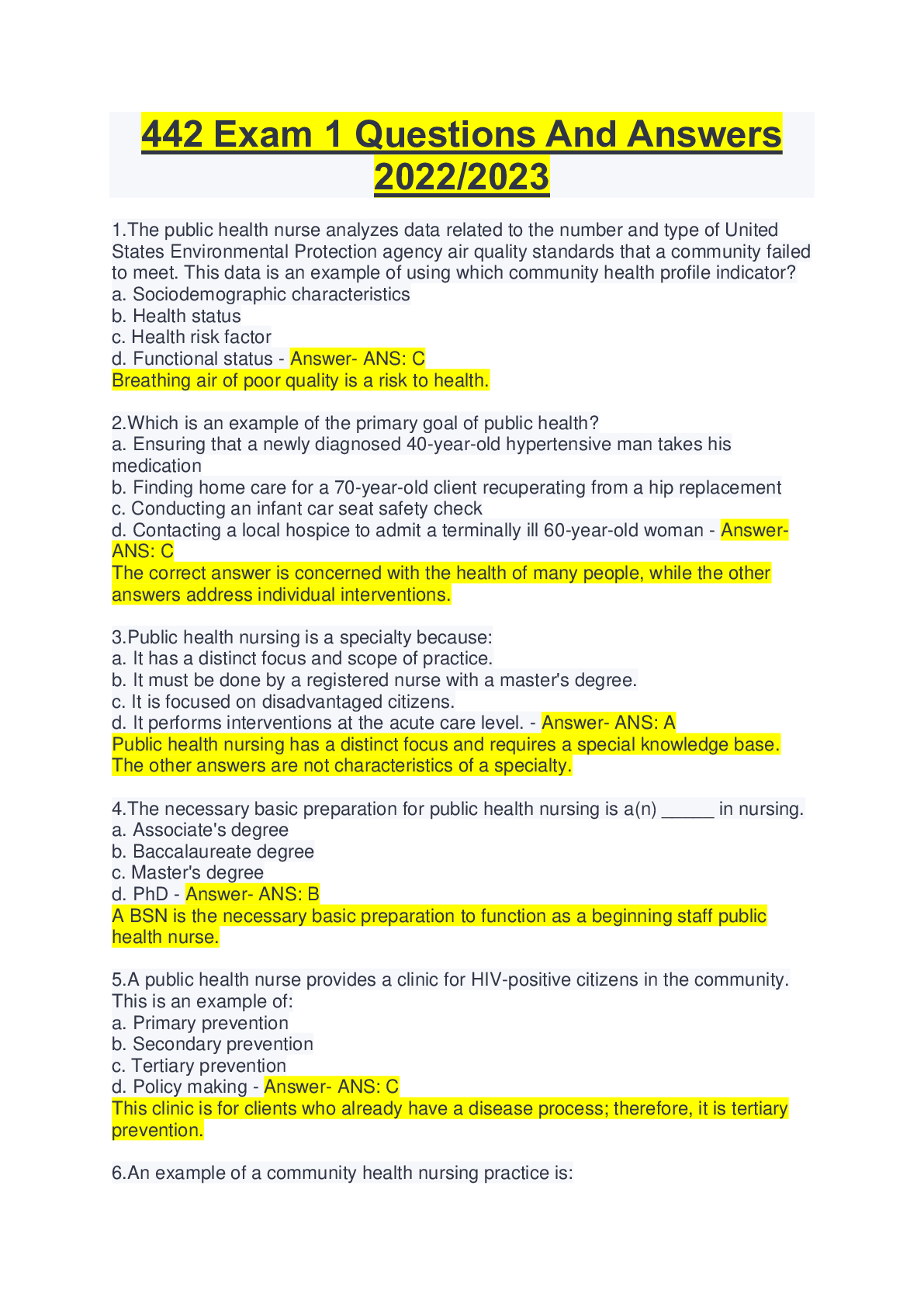 442 Exam 1 Questions And Answers 2022/2023 - Scholarfriends