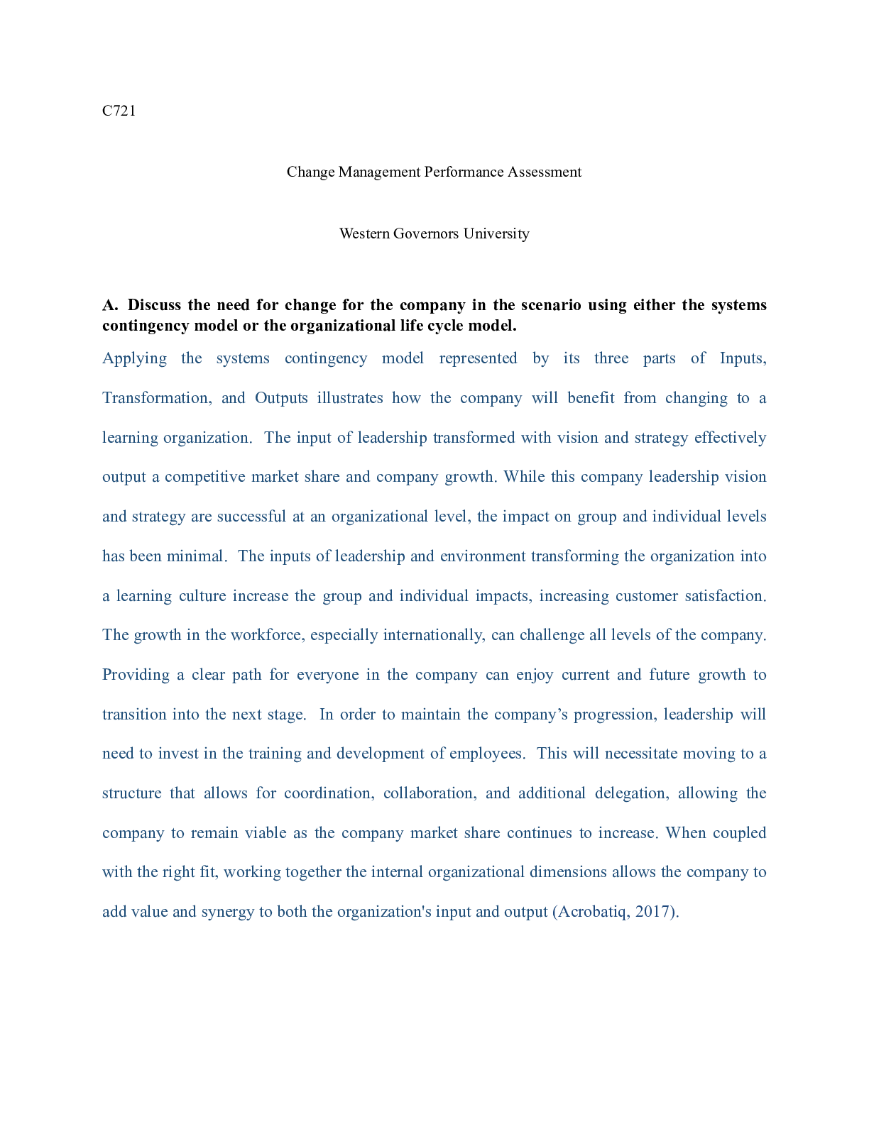 C721__TASK_1_docx C721 Change Management Performance Assessment Western ...