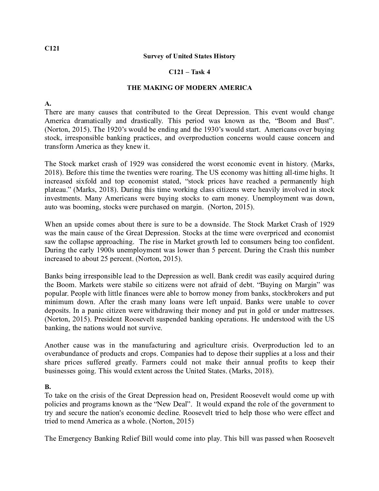 WGU Task 4.docx C121 Survey of United States History C121 “ Task 4 THE ...