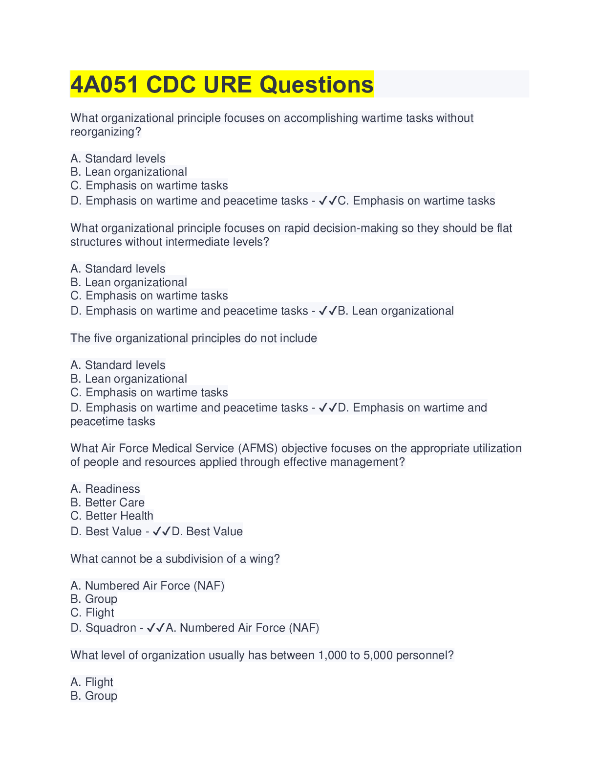 4A051 CDC URE Questions - Scholarfriends