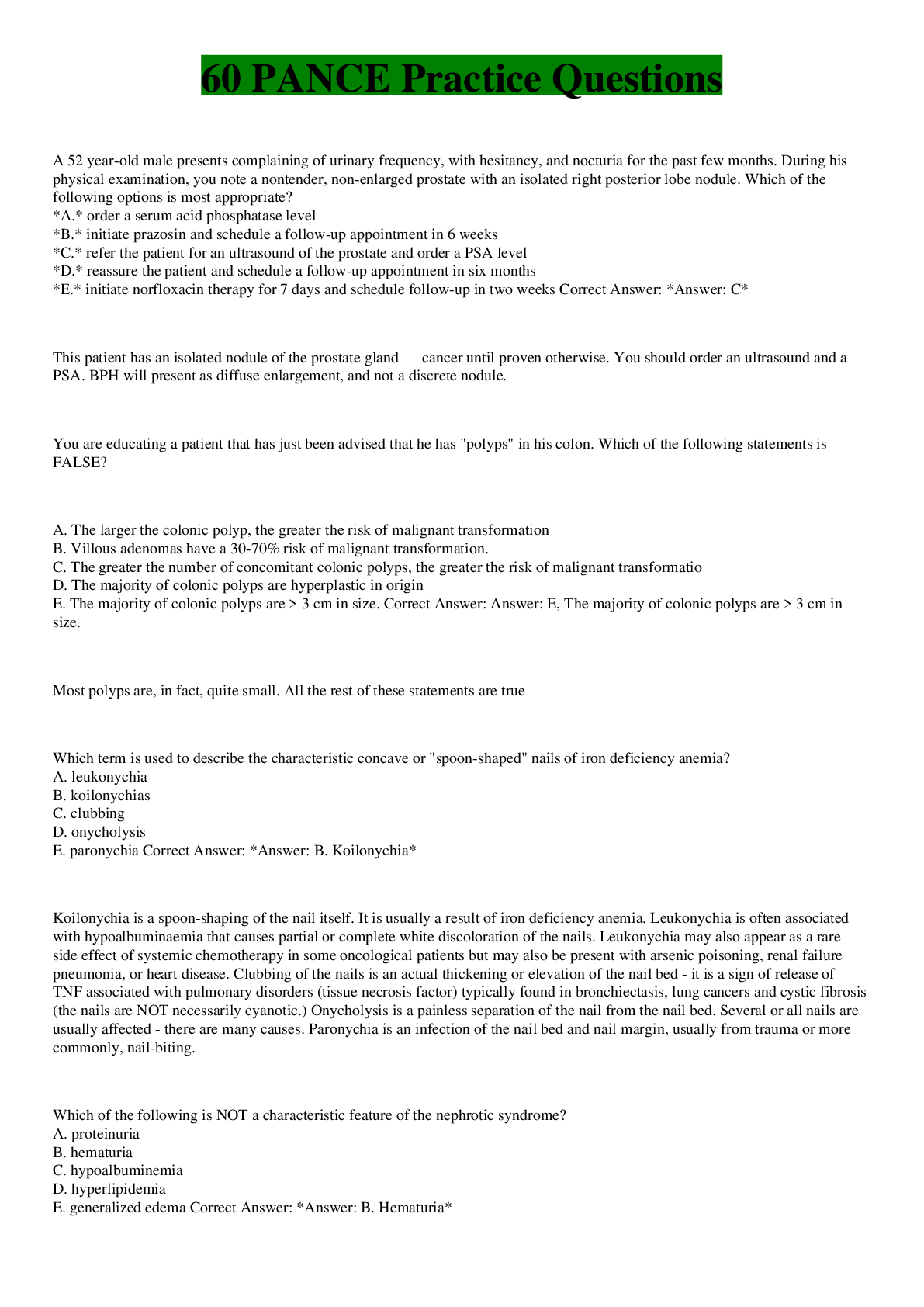 60 PANCE Practice Questions - Scholarfriends