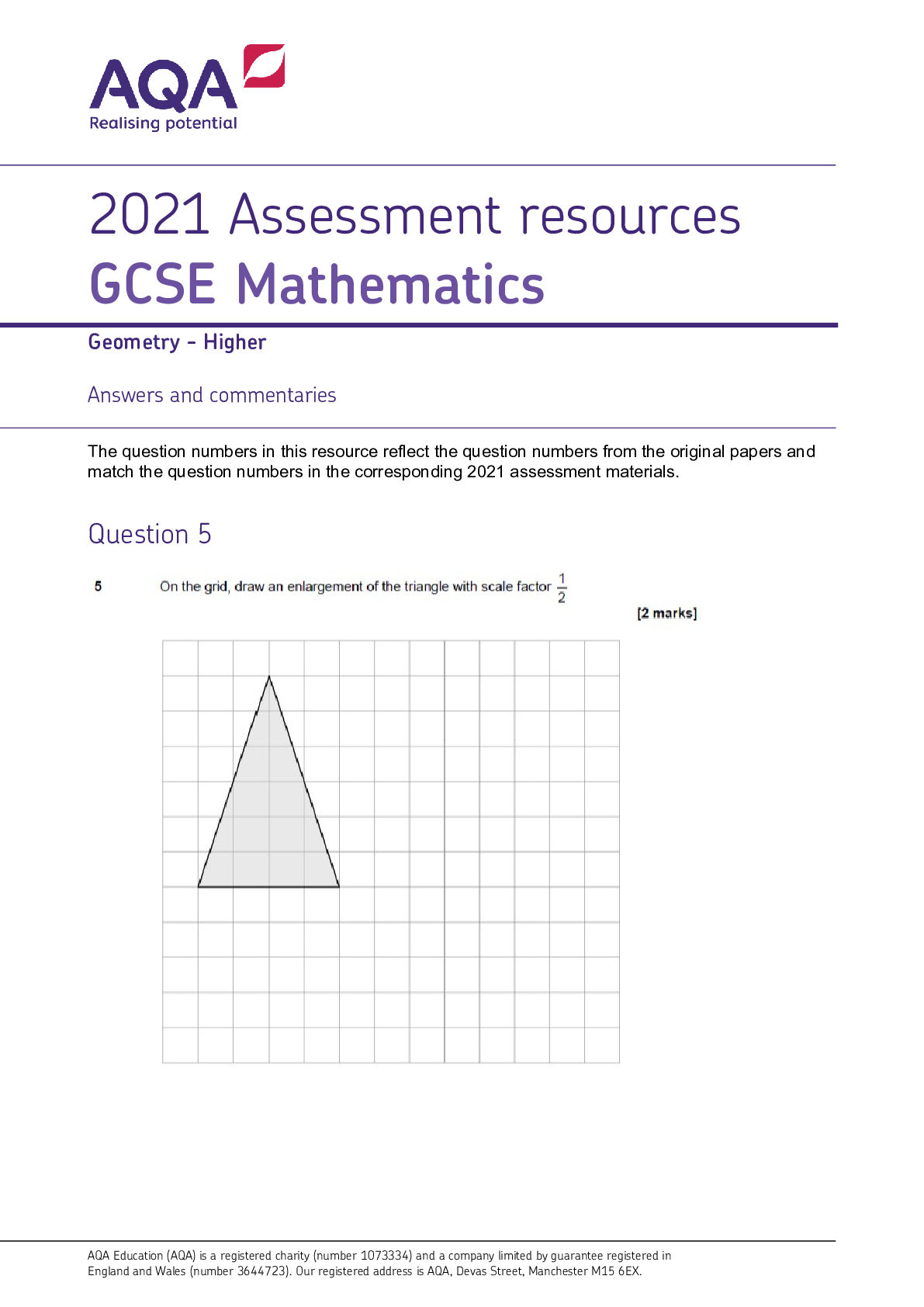 AQA GCSE Mathematics Geometry - Higher Answers and Commentaries. 2021 ...