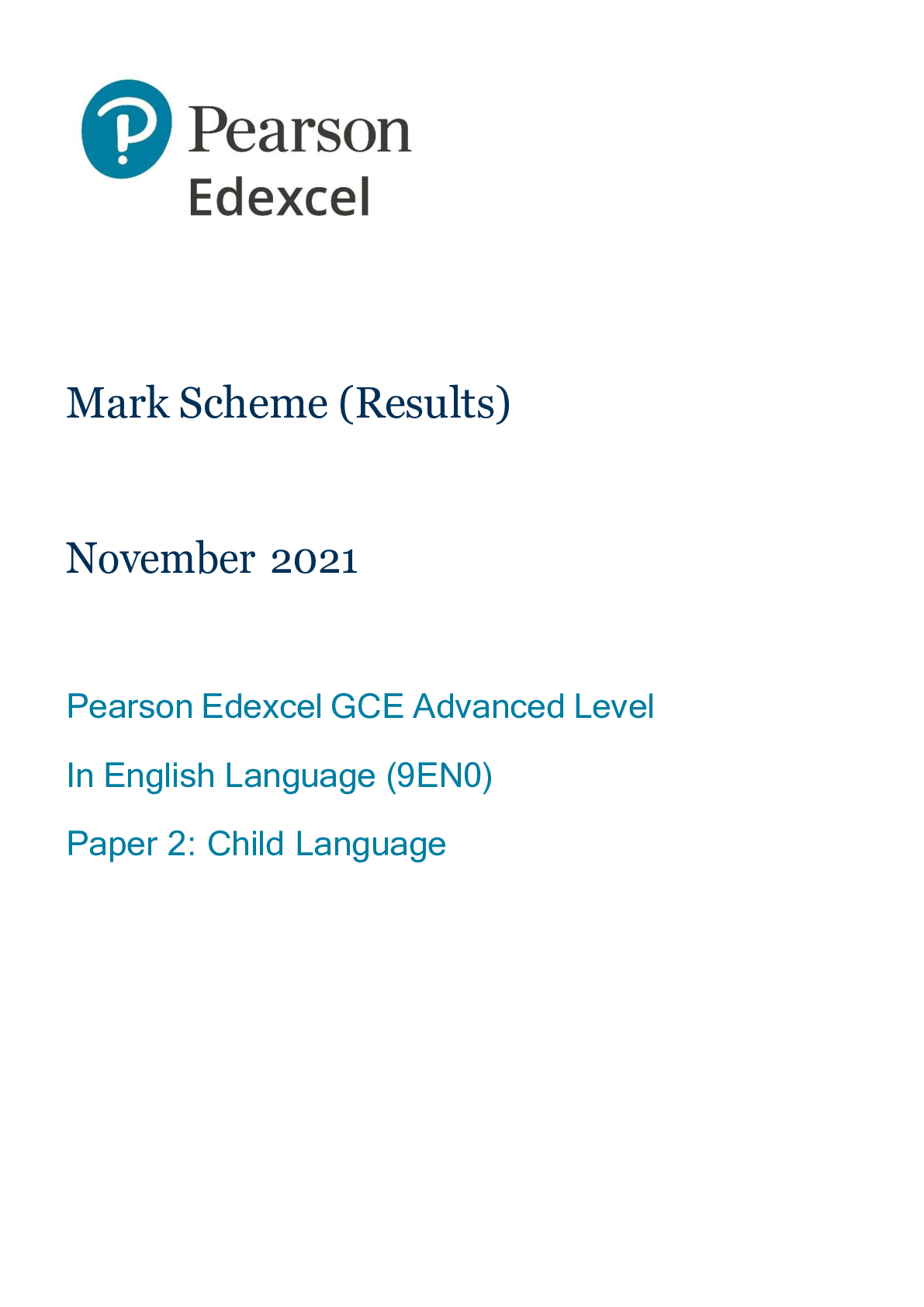 Pearson Edexcel GCE Advanced Level In English Language (9EN0) Paper ...