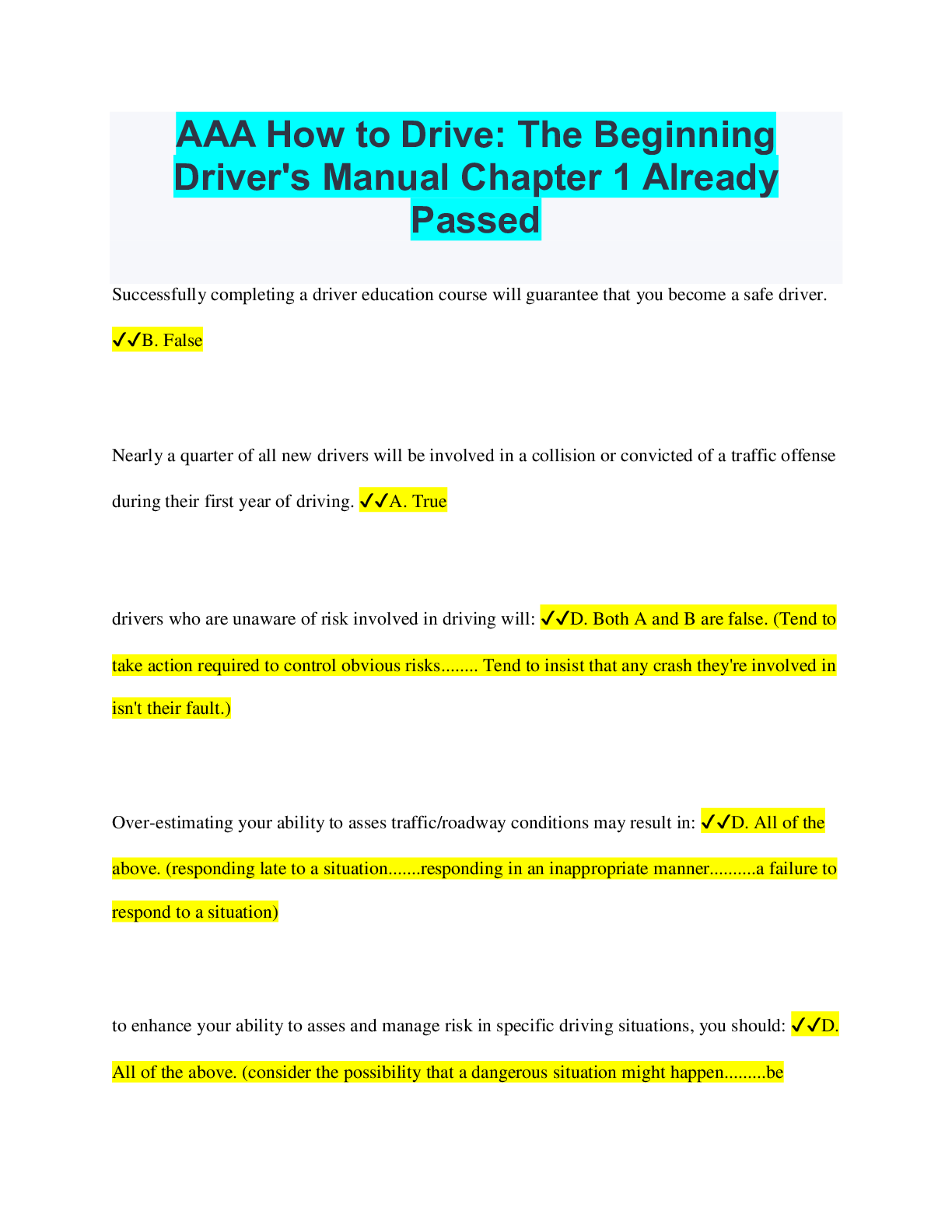 AAA How to Drive: The Beginning Driver's Manual Chapter 1 Already ...