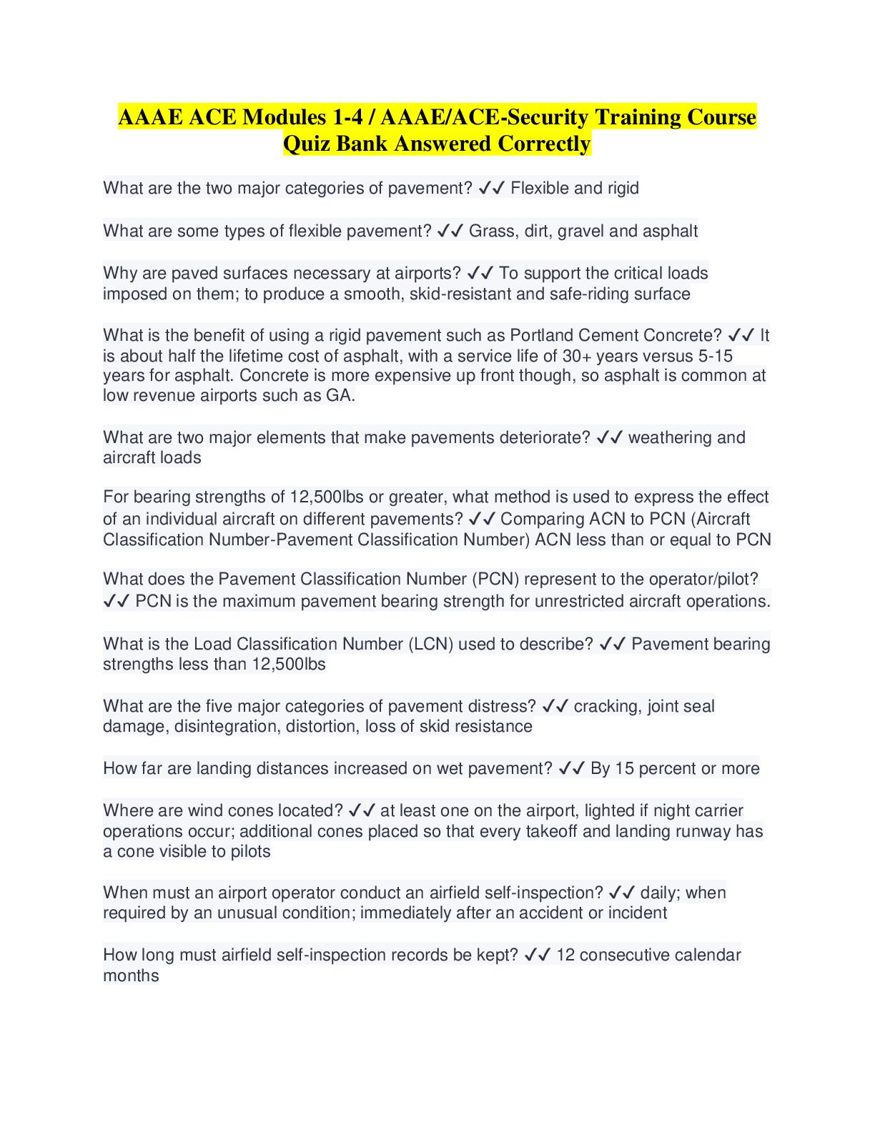AAAE ACE Modules 1-4 / AAAE/ACE-Security Training Course Quiz Bank ...