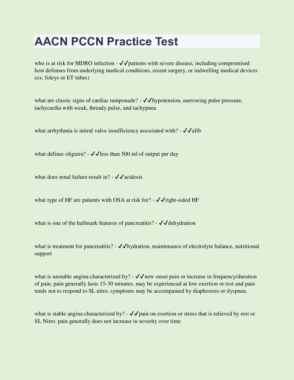 AACN PCCN PRACTICE TEST - Scholarfriends