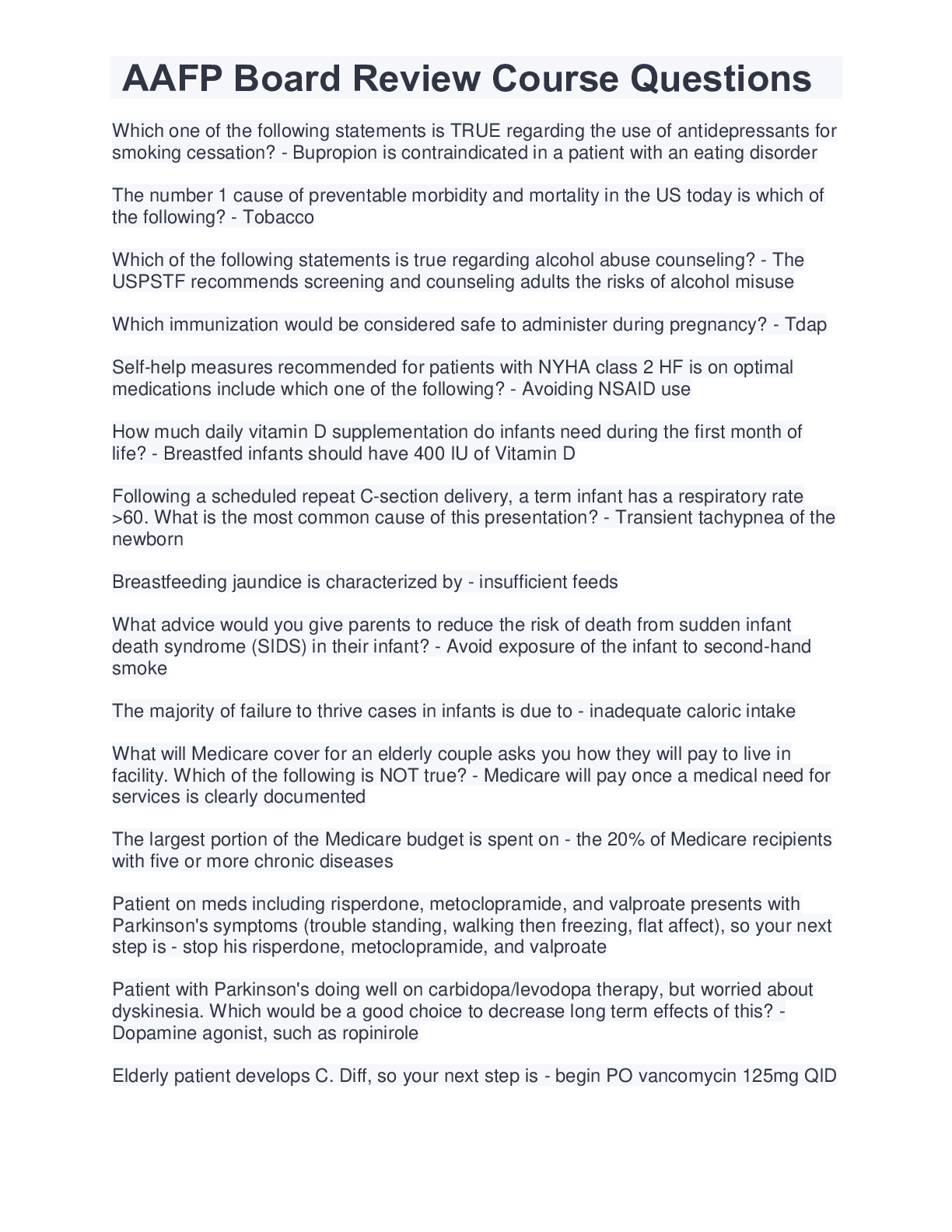 AAFP Board Review Course Questions - Scholarfriends