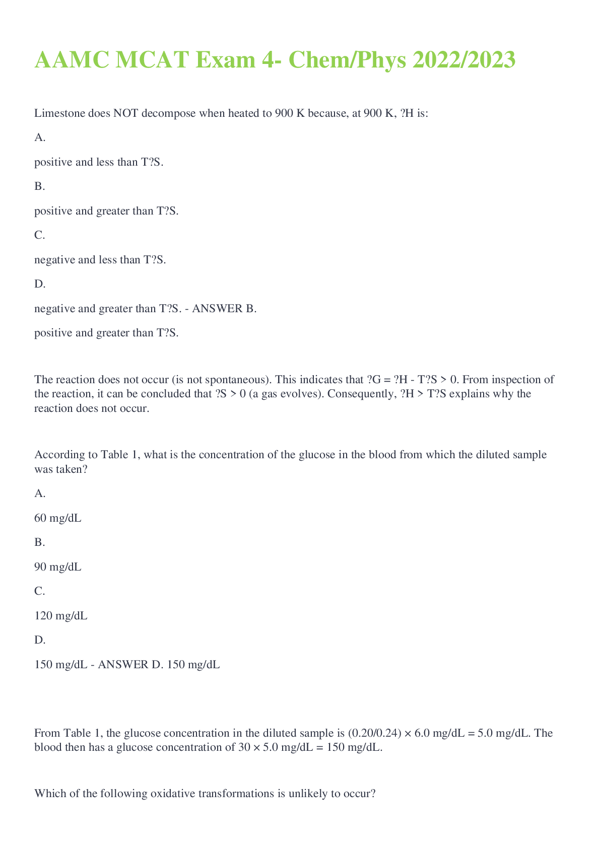 AAMC MCAT Exam 4- Chem/Phys 2022/2023 with complete solution ...