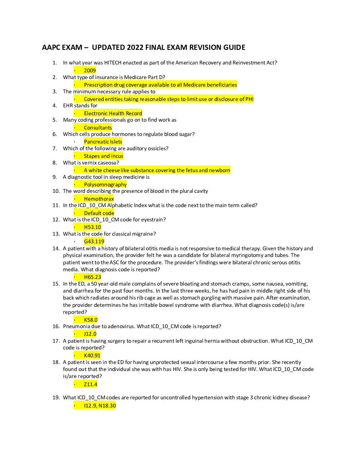 AAPC EXAM – UPDATED 2022 FINAL EXAM REVISION GUIDE – Scholarfriends ...