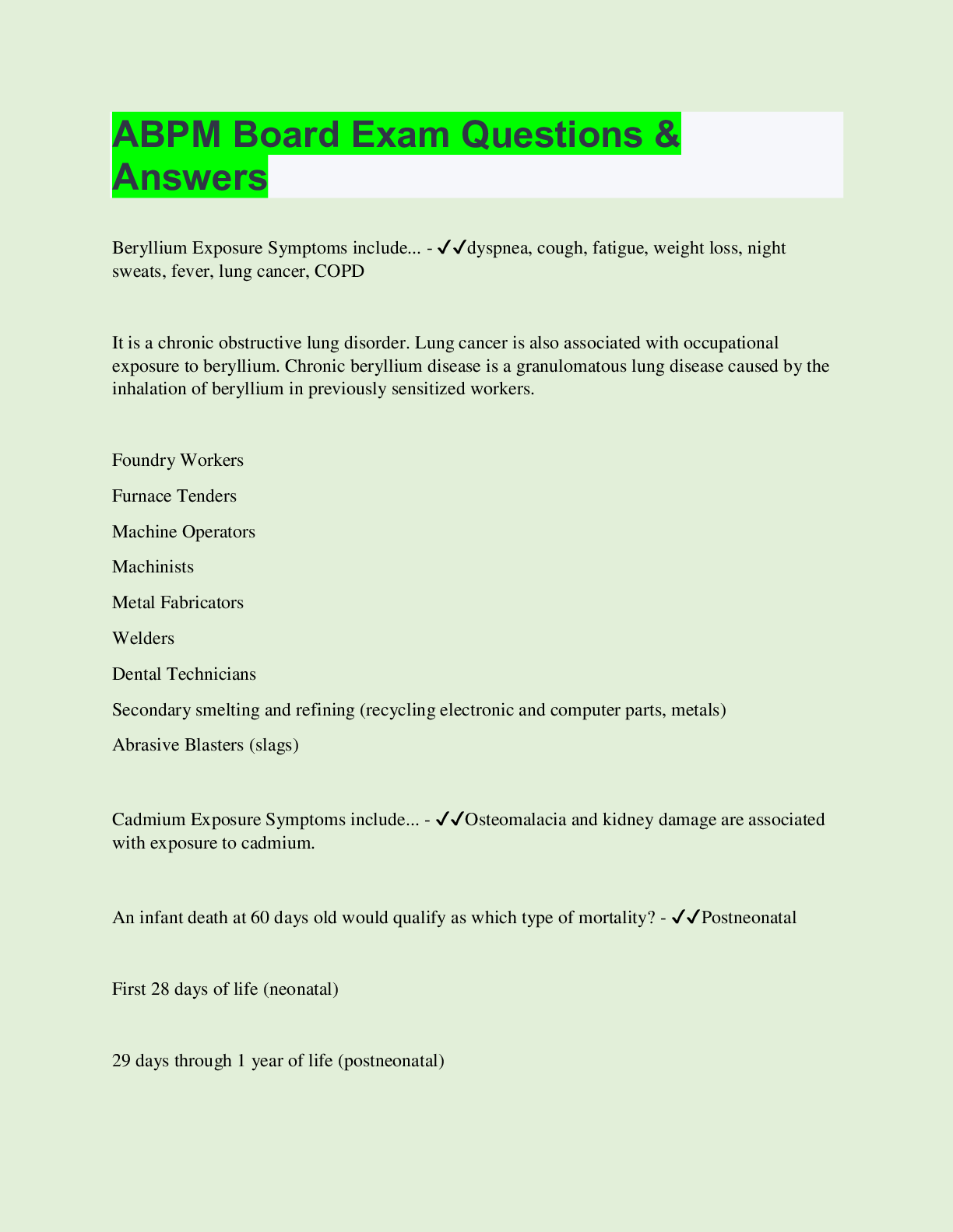 ABPM Board Exam Questions & Answers | 150 Questions with 100% Correct ...