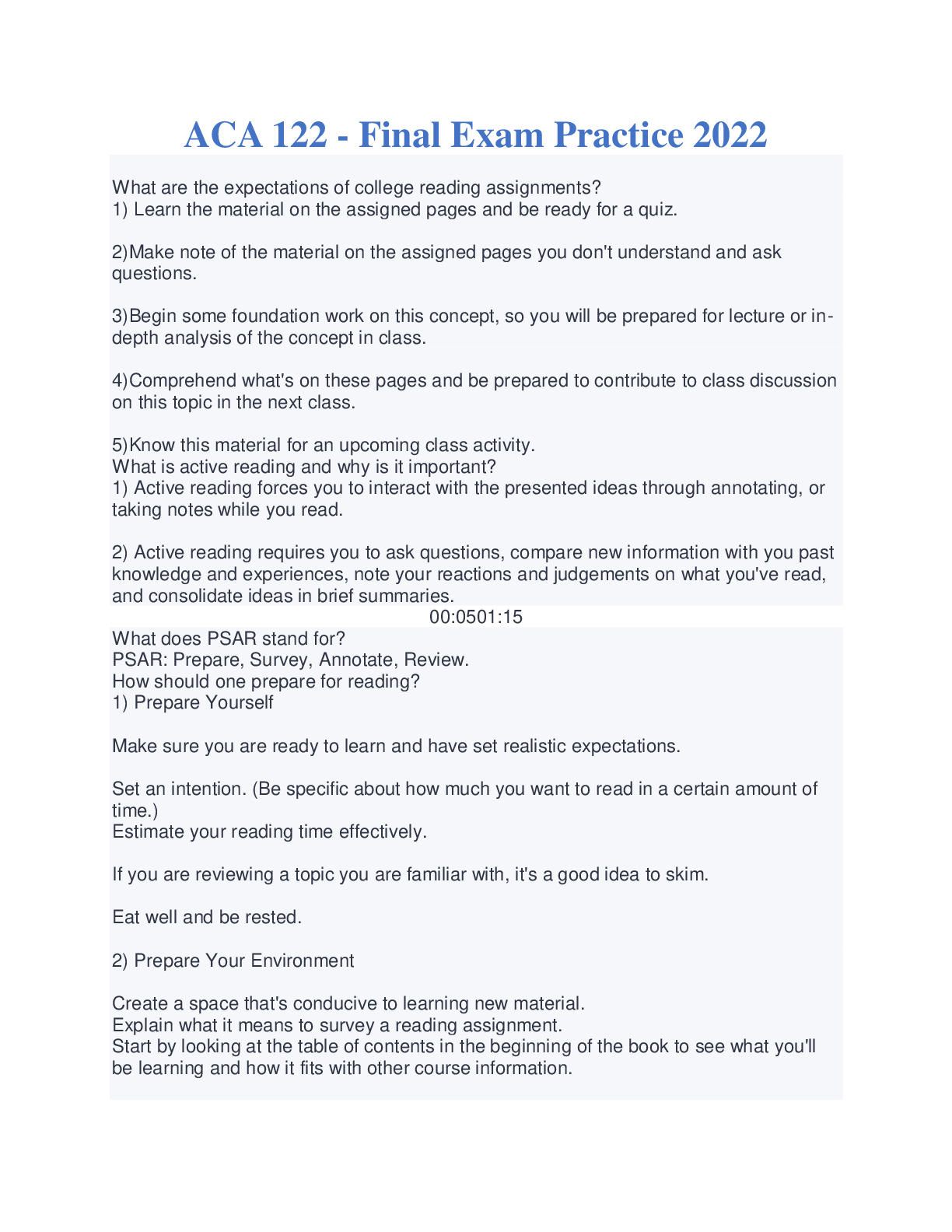 ACA 122 - Final Exam Practice 2022 Top Solution - Scholarfriends