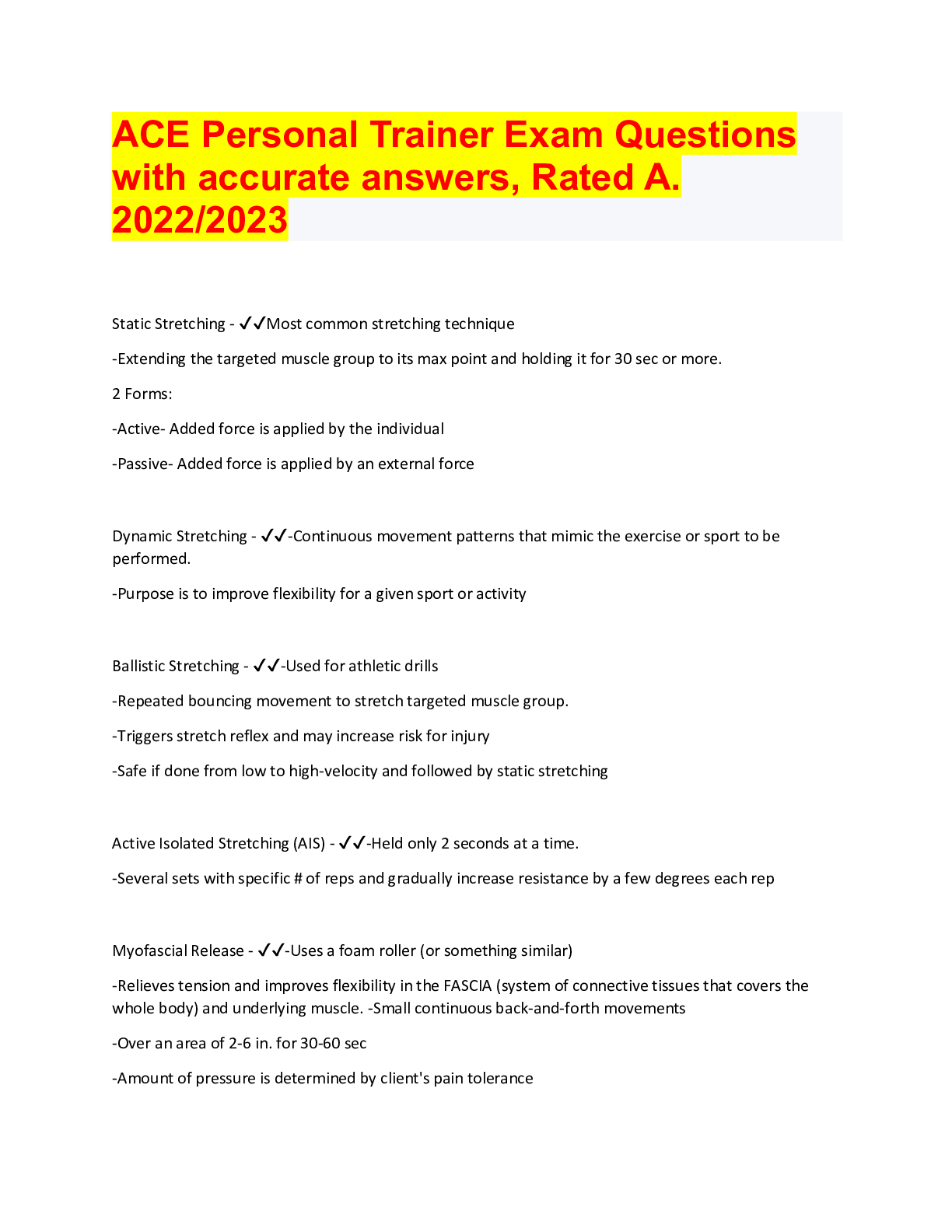 ACE Exams bundle, Questions with accurate answers, 2022/2023 updates ...