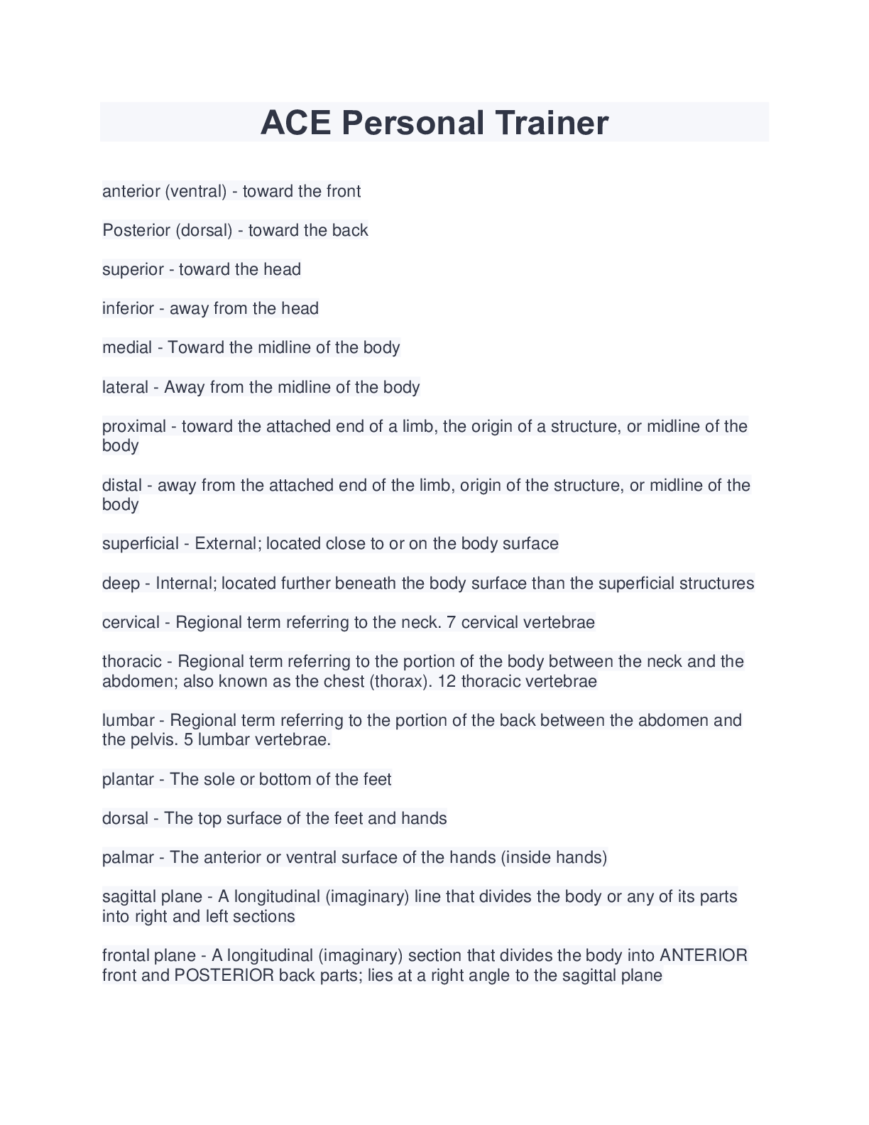 ACE Personal Trainer Question and Answers for 2022/2023 - Scholarfriends