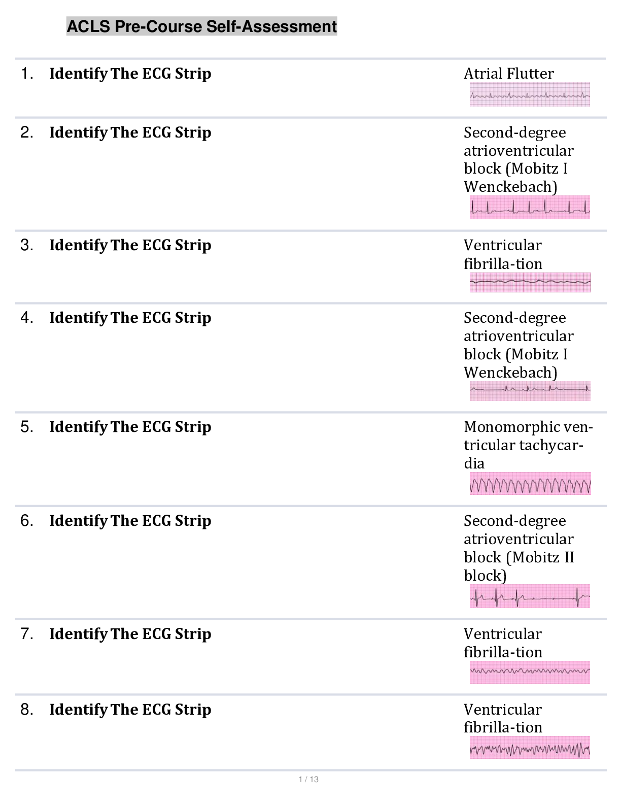 ACLS Pre-Course Self-Assessment 60 Questions And Answers 100% Correct ...