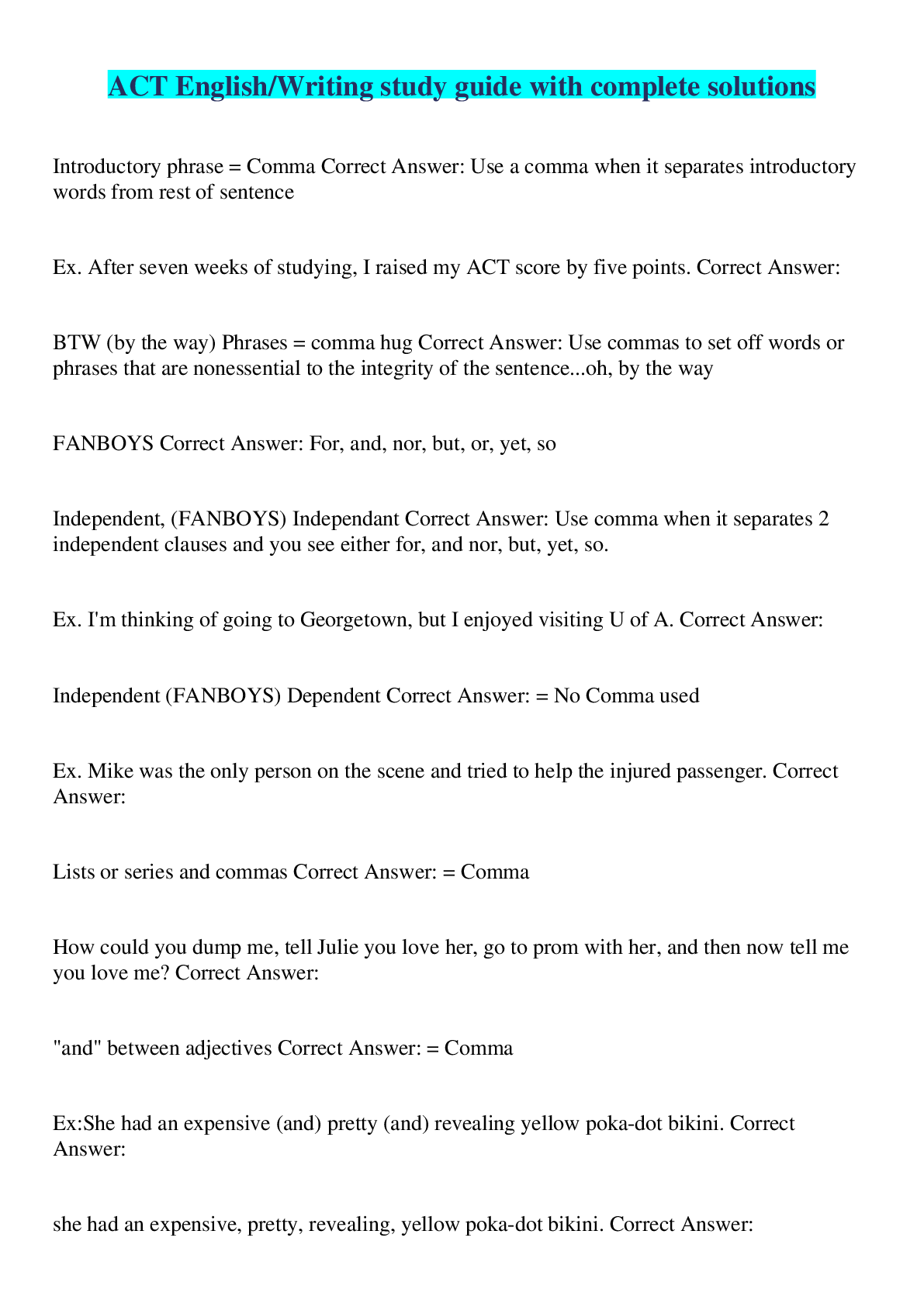 ACT English/Writing - Scholarfriends