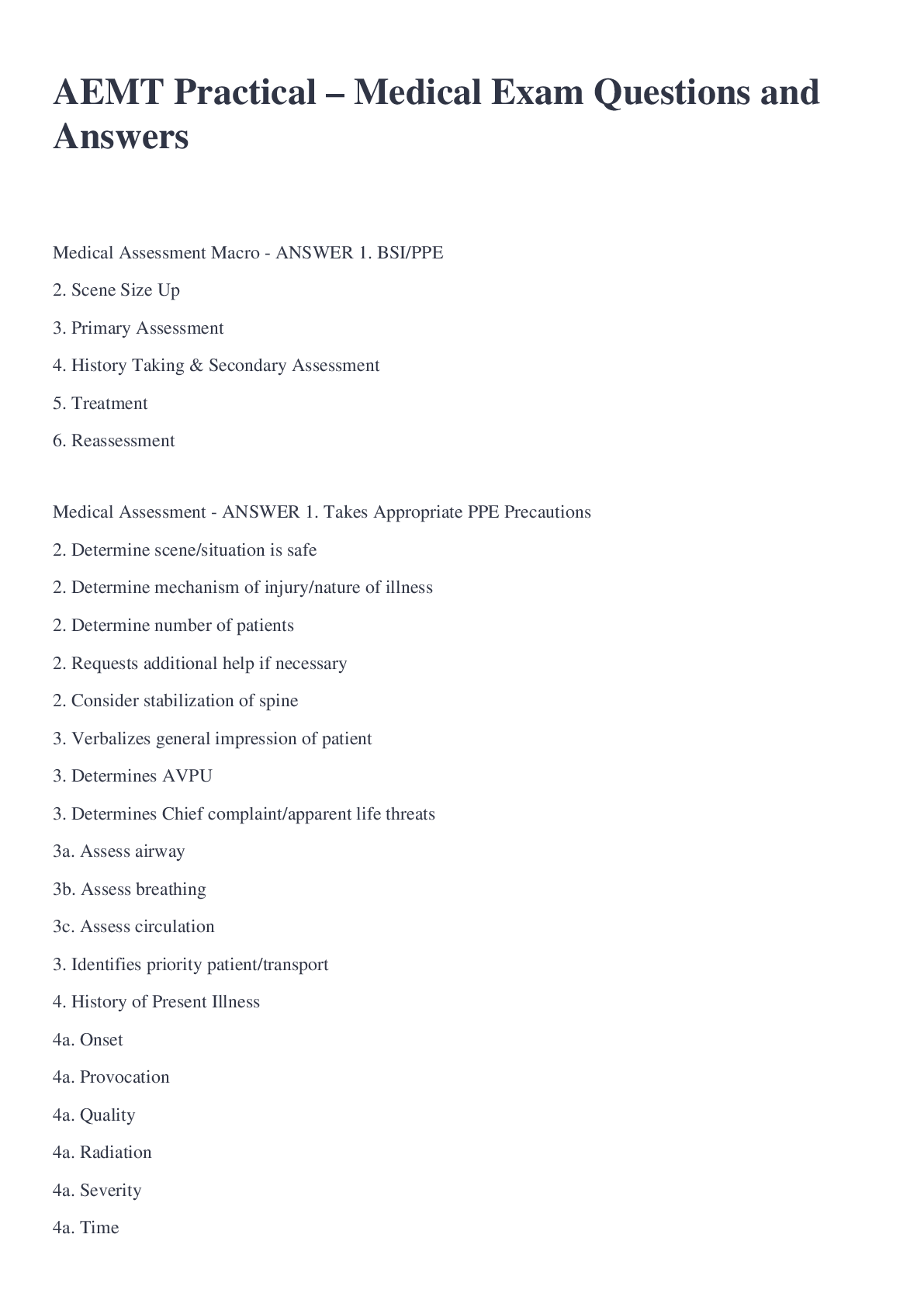 AEMT Practical – Medical Exam Questions and Answers – Scholarfriends ...