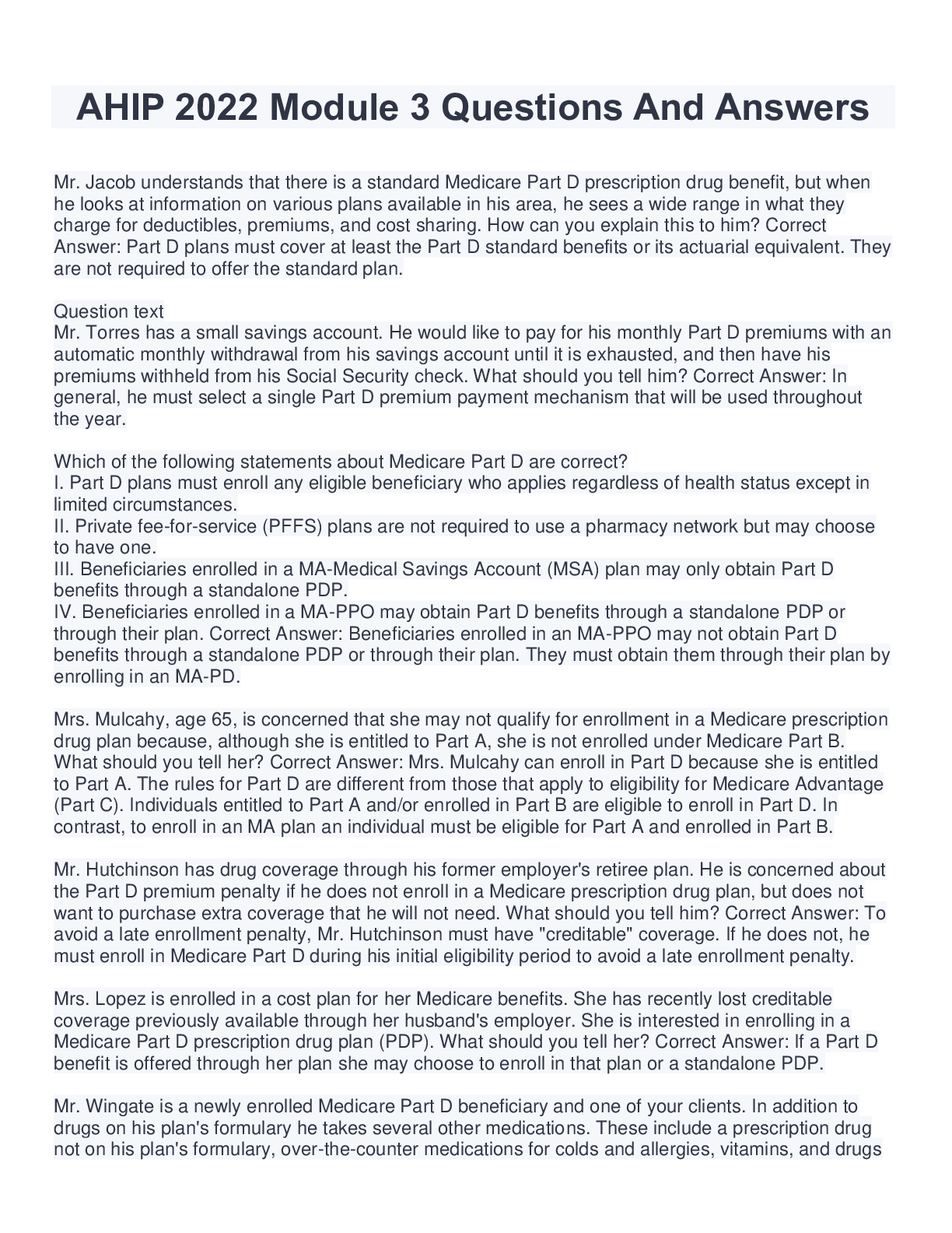 AHIP 2022 Module 3 Questions And Answers - Scholarfriends