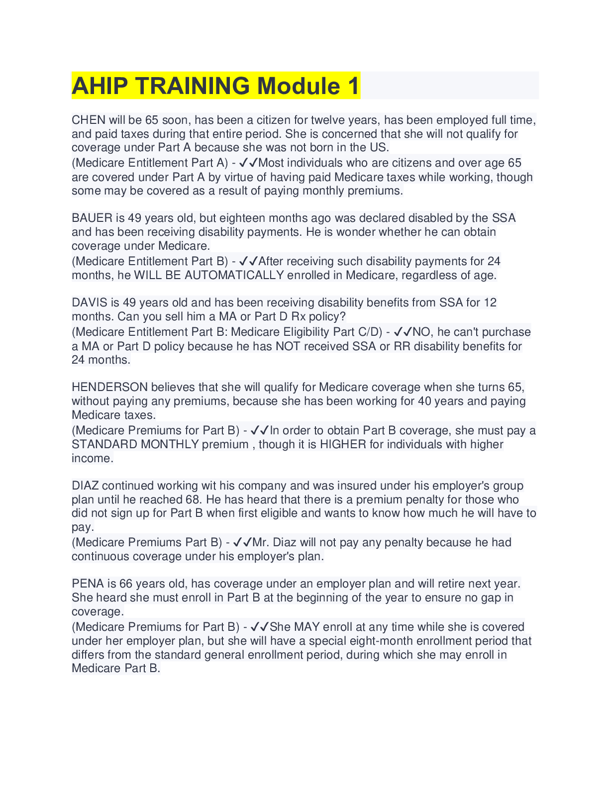 AHIP 1 Exam Questions with Complete Solutions - Scholarfriends