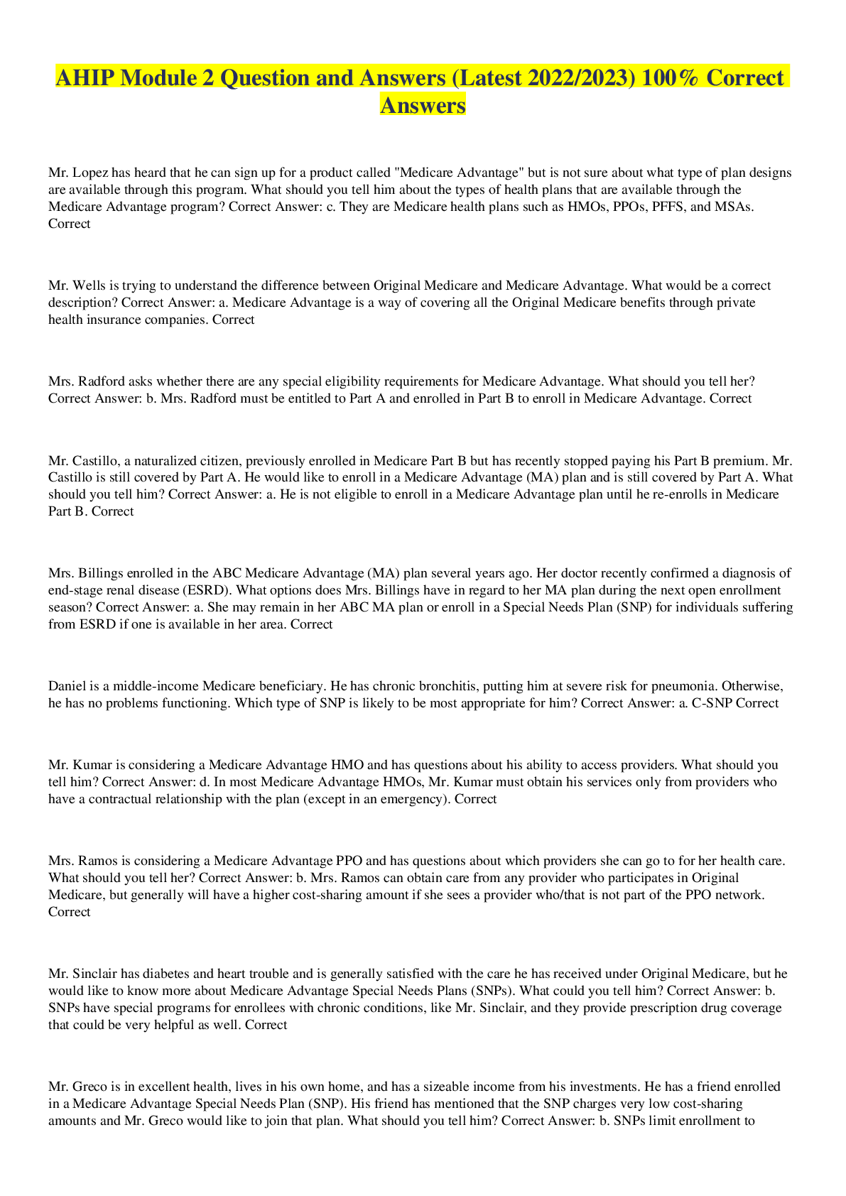 AHIP module 1 Question and Answers (2022/2023) A+ Graded - Scholarfriends