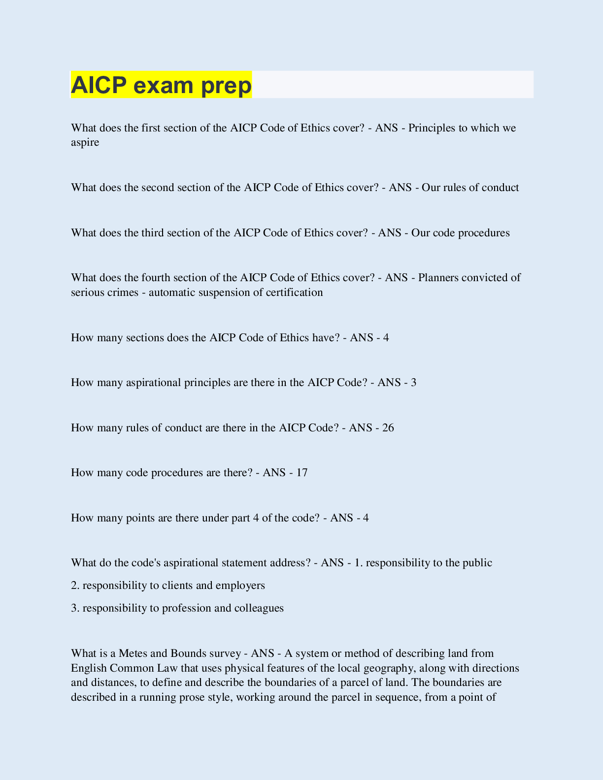 AICP exam prep | 100 Questions with 100% Correct Answers | Updated ...