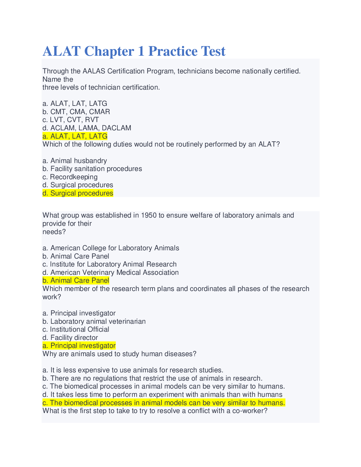 ALAT Chapter 1 Practice Test with Multiple Choices 2022/2023 ...