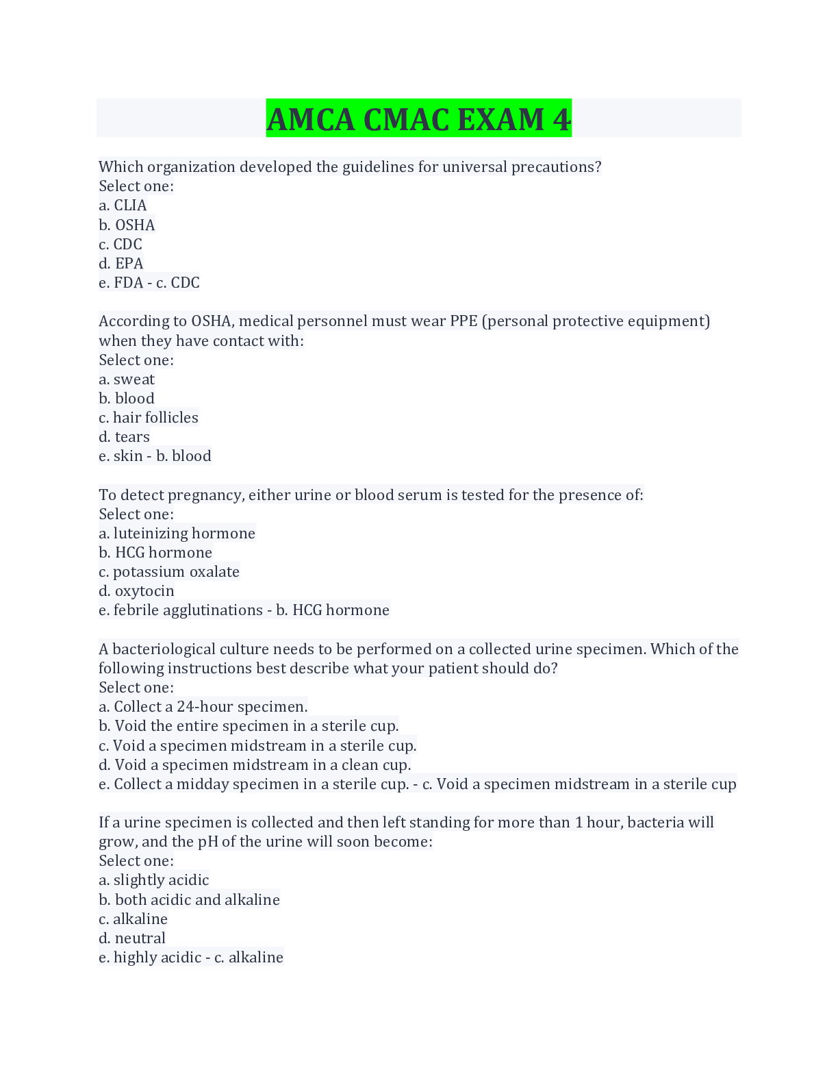 AMCA CMAC EXAM 4 LATEST UPDATE QUESTIONS AND ANSWERS - Scholarfriends