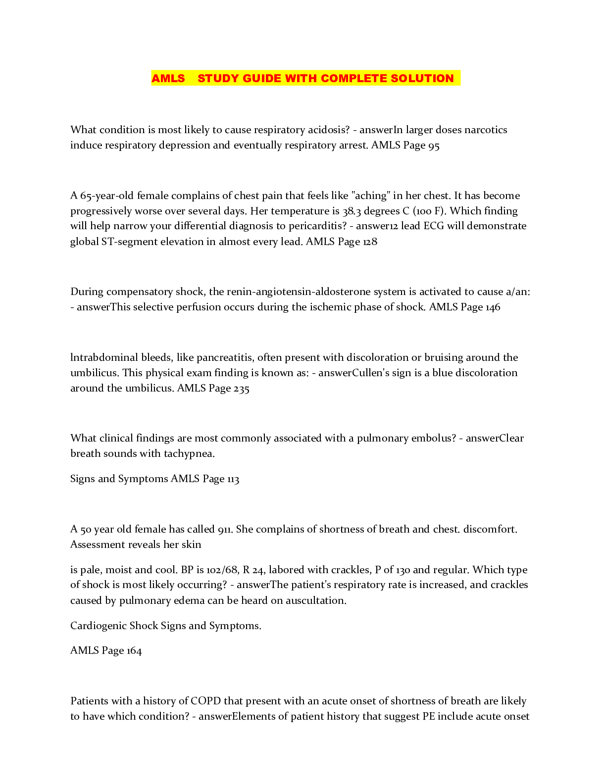 AMLS STUDY GUIDE WITH COMPLETE SOLUTION - Scholarfriends