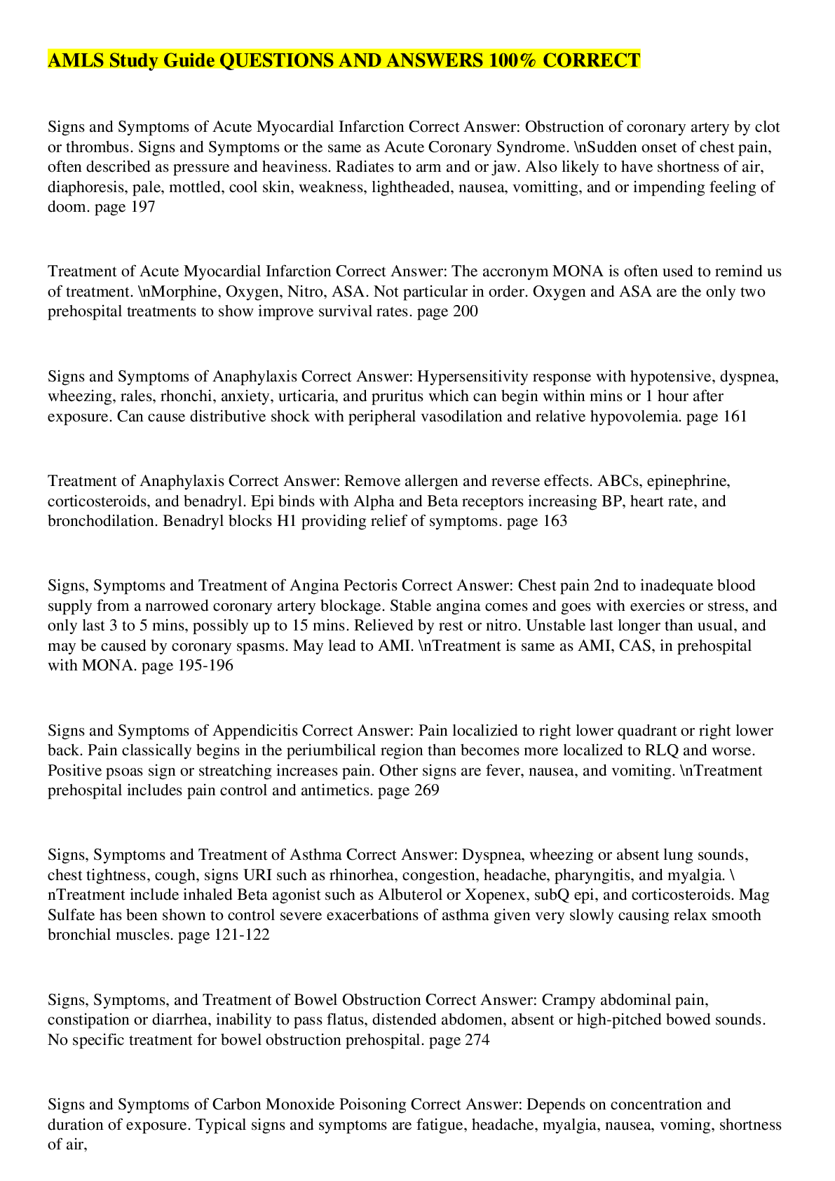 AMLS Study Guide QUESTIONS AND ANSWERS 100% CORRECT - Scholarfriends