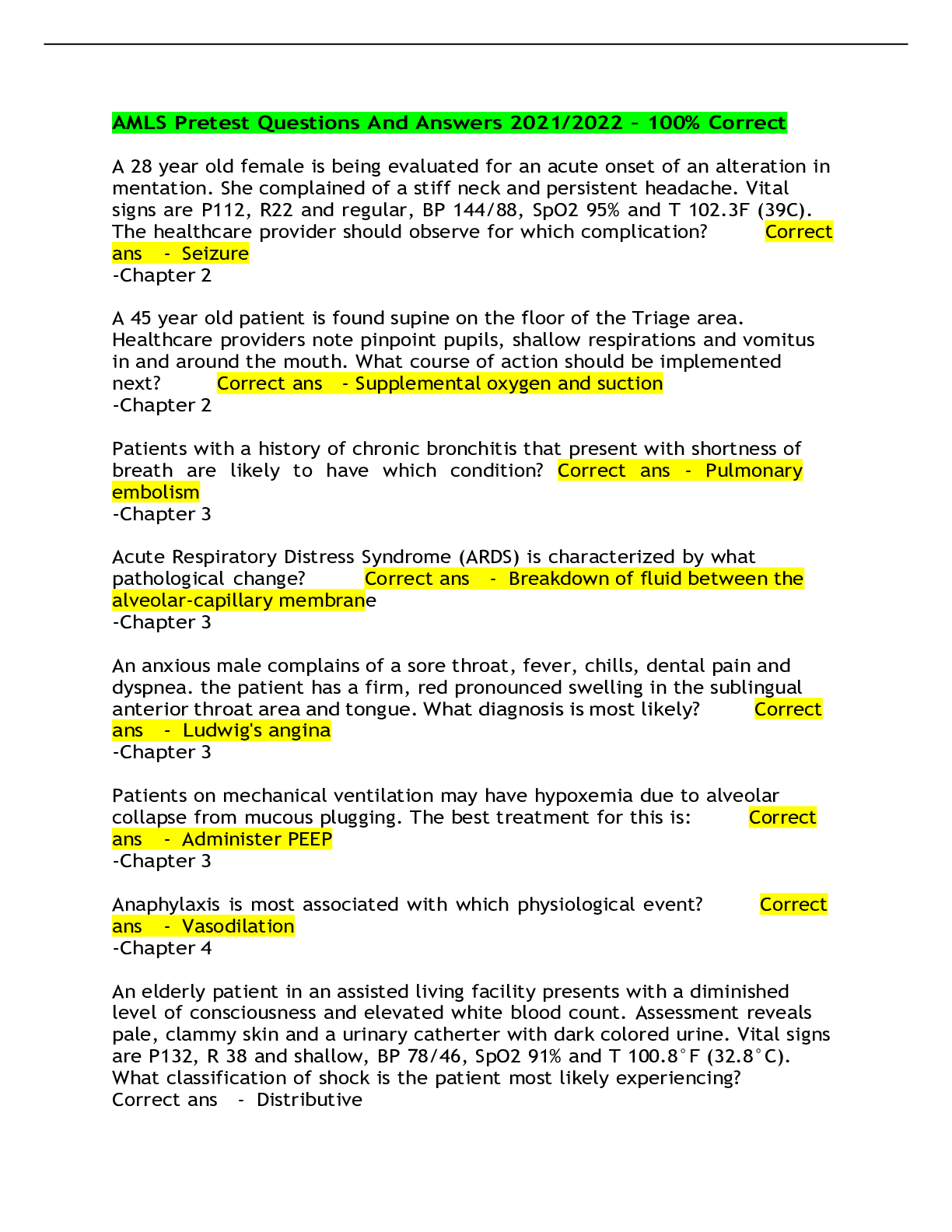 AMLS Pretest questions and answers (all correct) 2021/2022 ...