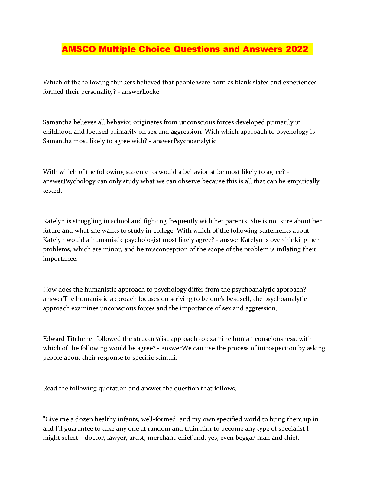 AMSCO Multiple Choice Questions and Answers 2022 – Scholarfriends ...