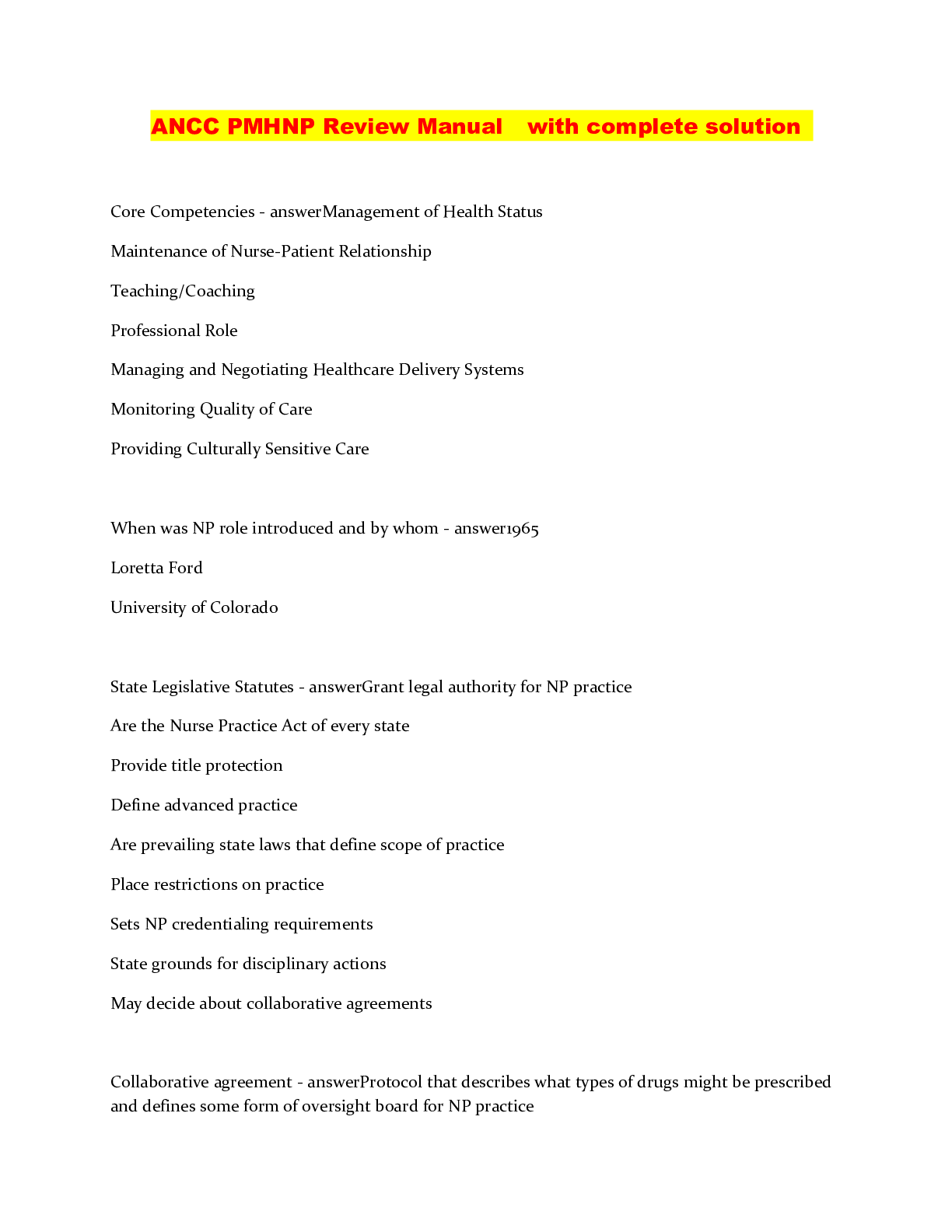 ANCC PMHNP Review Manual with complete solution – Scholarfriends ...