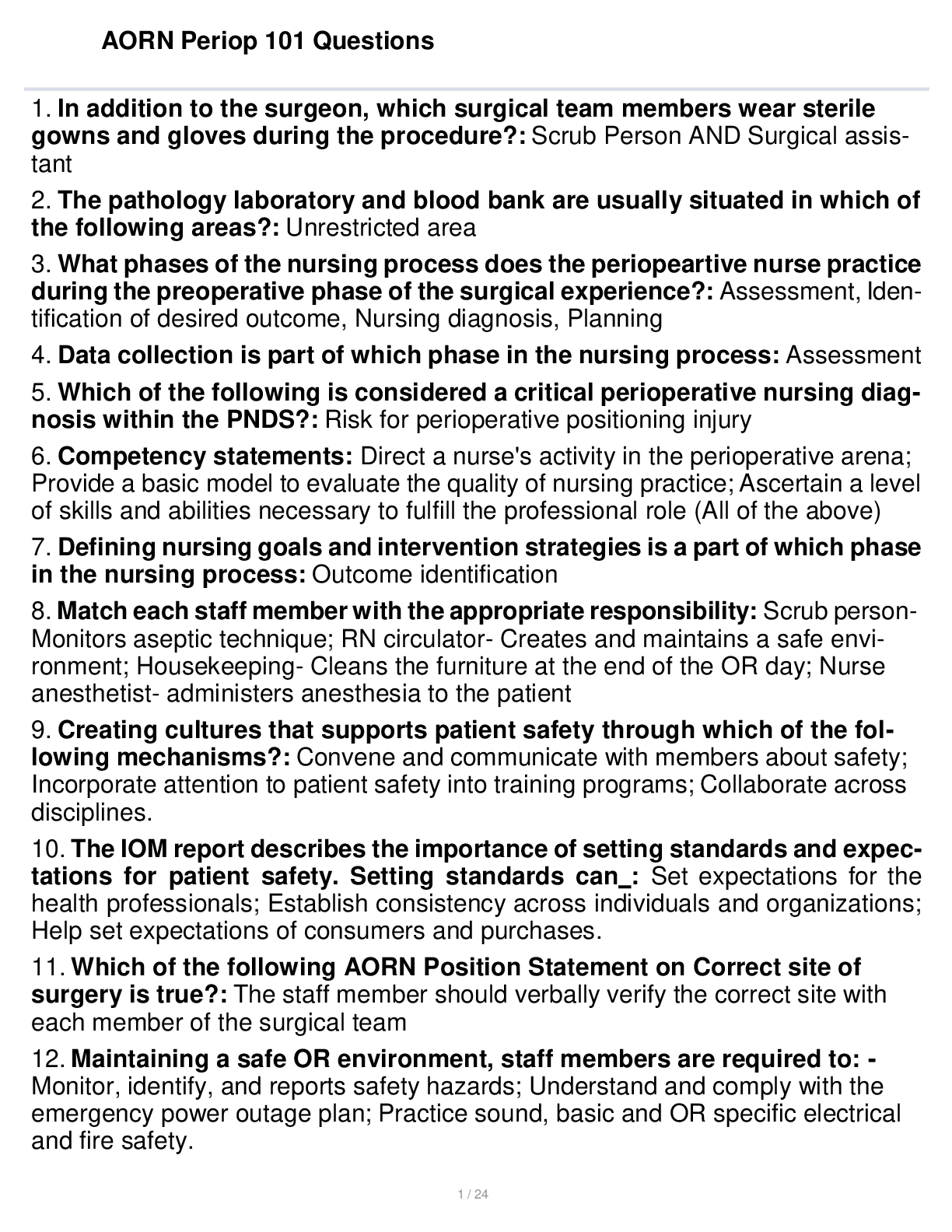 AORN Periop 101 Questions - Scholarfriends