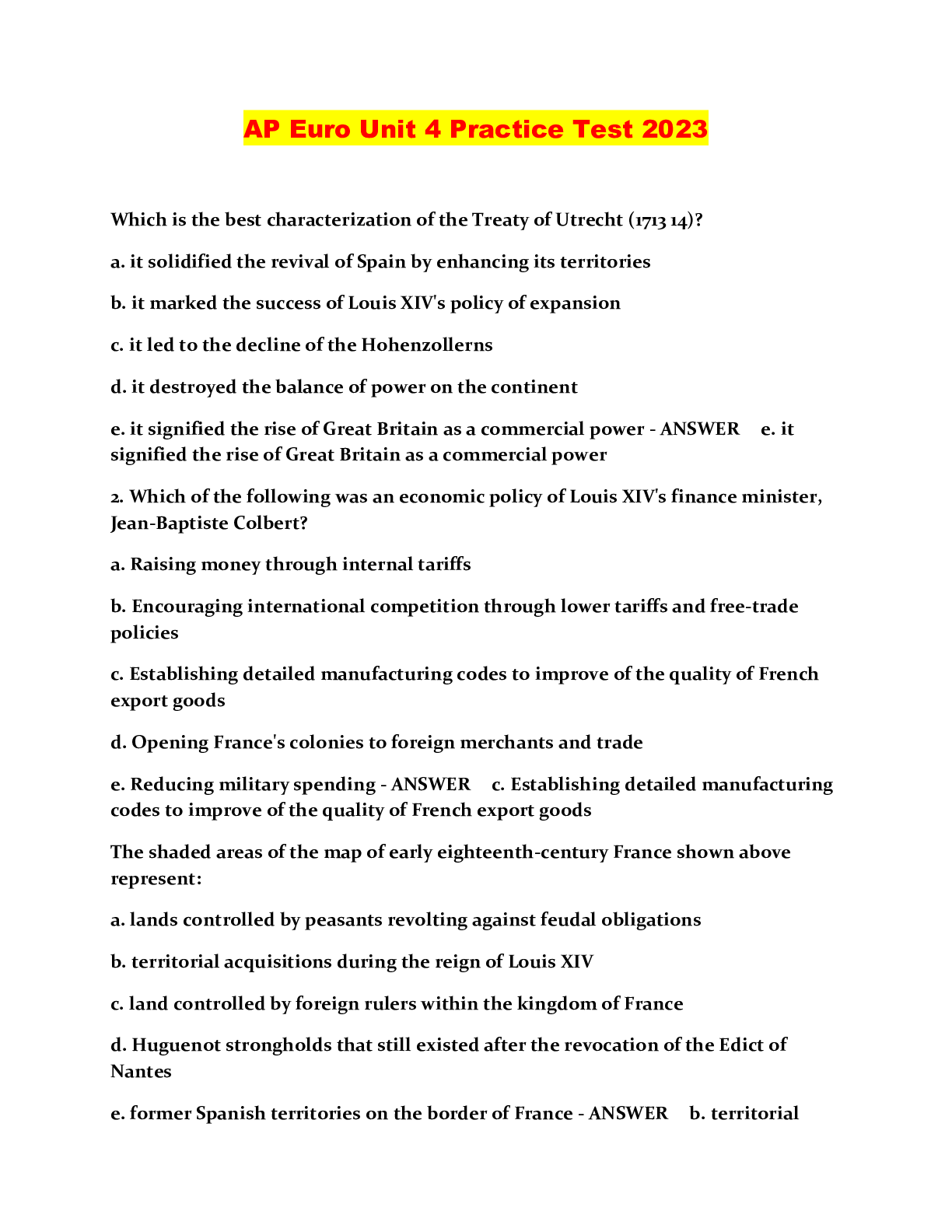 AP Euro Unit 4 Practice Test 2023 - Scholarfriends